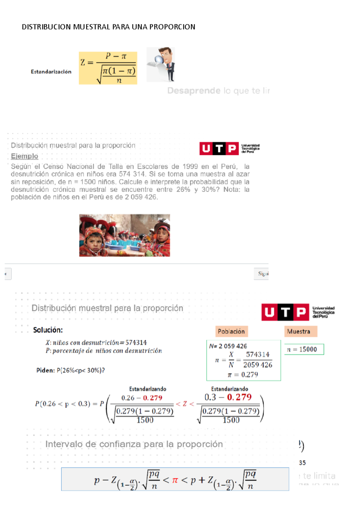 Distribucion Muestral PARA UNA Proporcion - Estadistica Inferencial - DISTRIBUCION MUESTRAL PARA ...