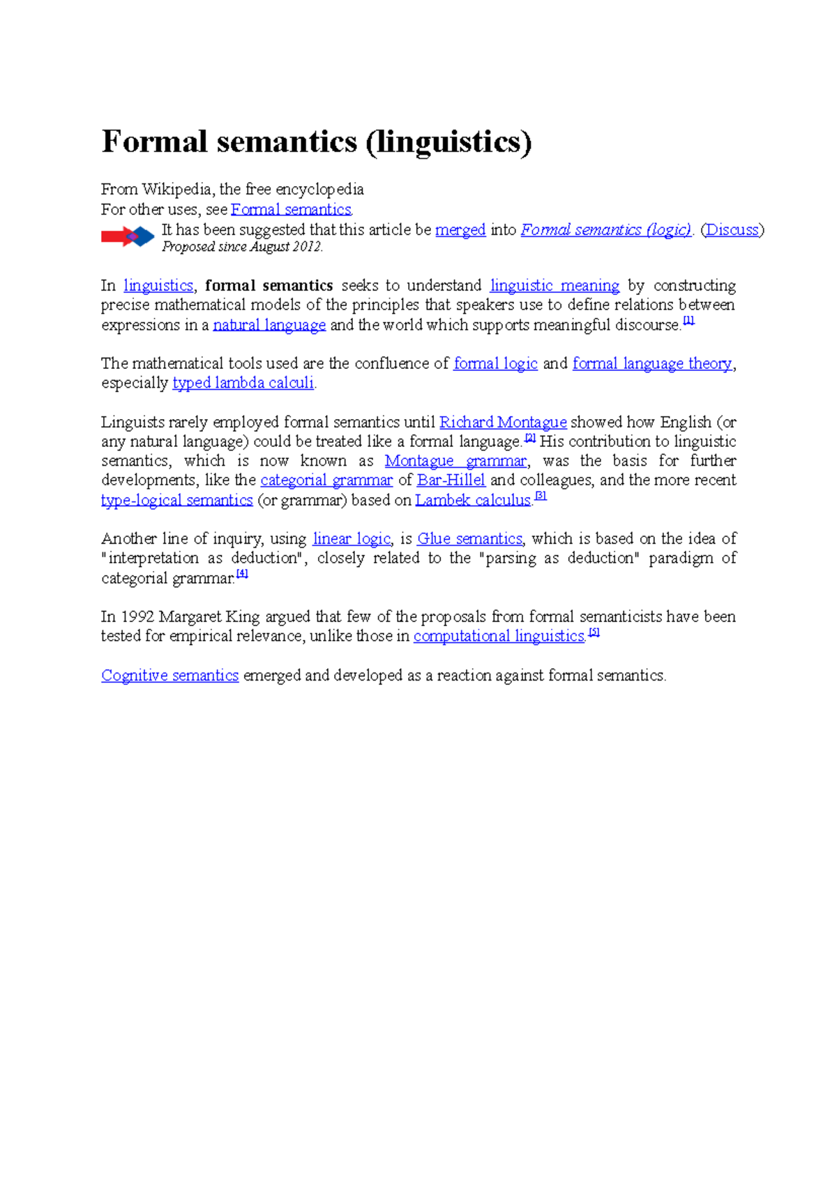 Formal semantics - It has been suggested that this article be merged ...