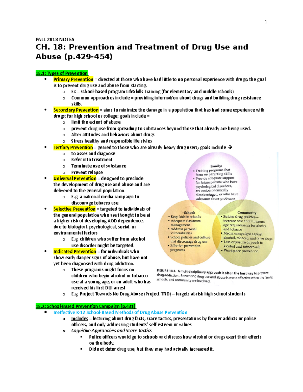Ch. 18 Prevention and Treatment of Drug Use and Abuse - 1 FALL 2018 ...