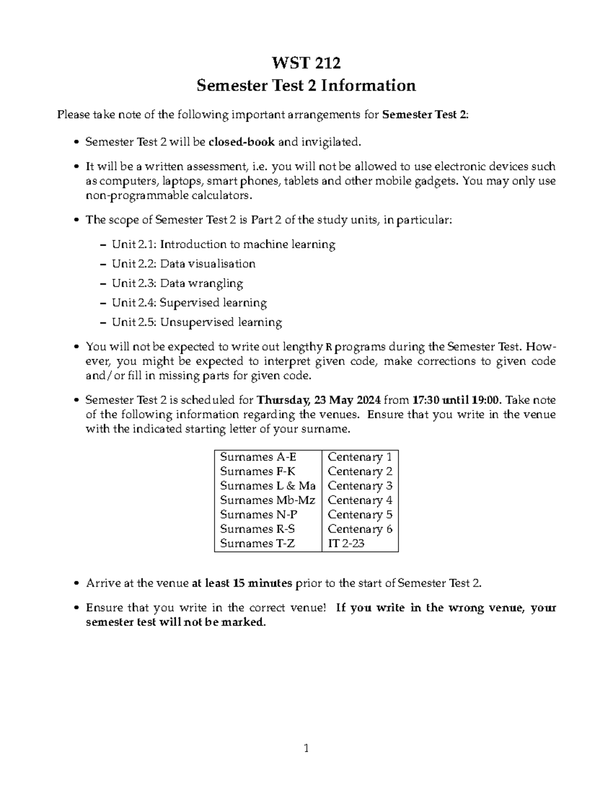 WST 212 - Semester Test 2 Information - 2024 - WST 212 Semester Test 2 ...