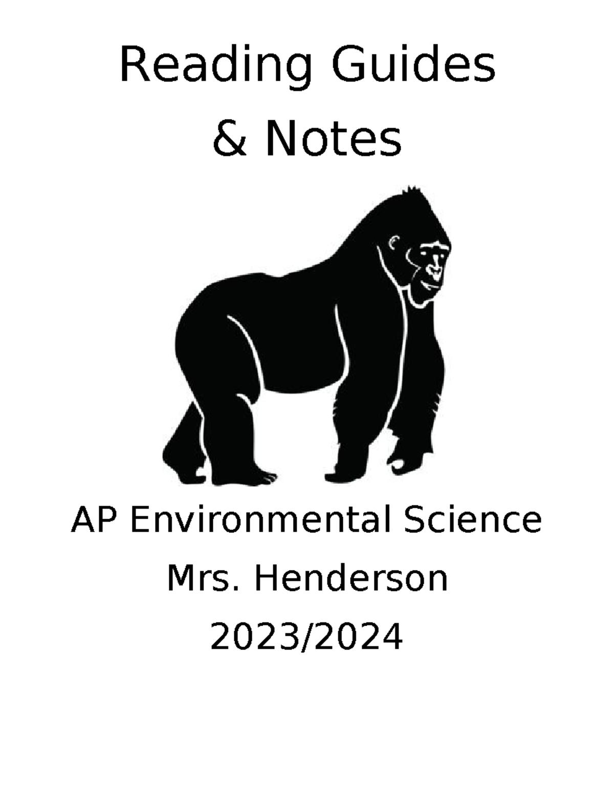1 - Friedland Reading Guides - Reading Guides & Notes AP Environmental ...