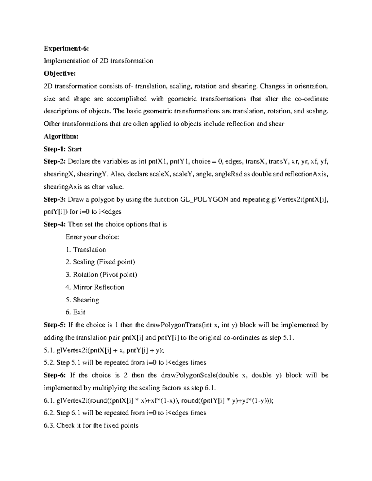 2D-transformation - Changes in orientation, size and shape are ...