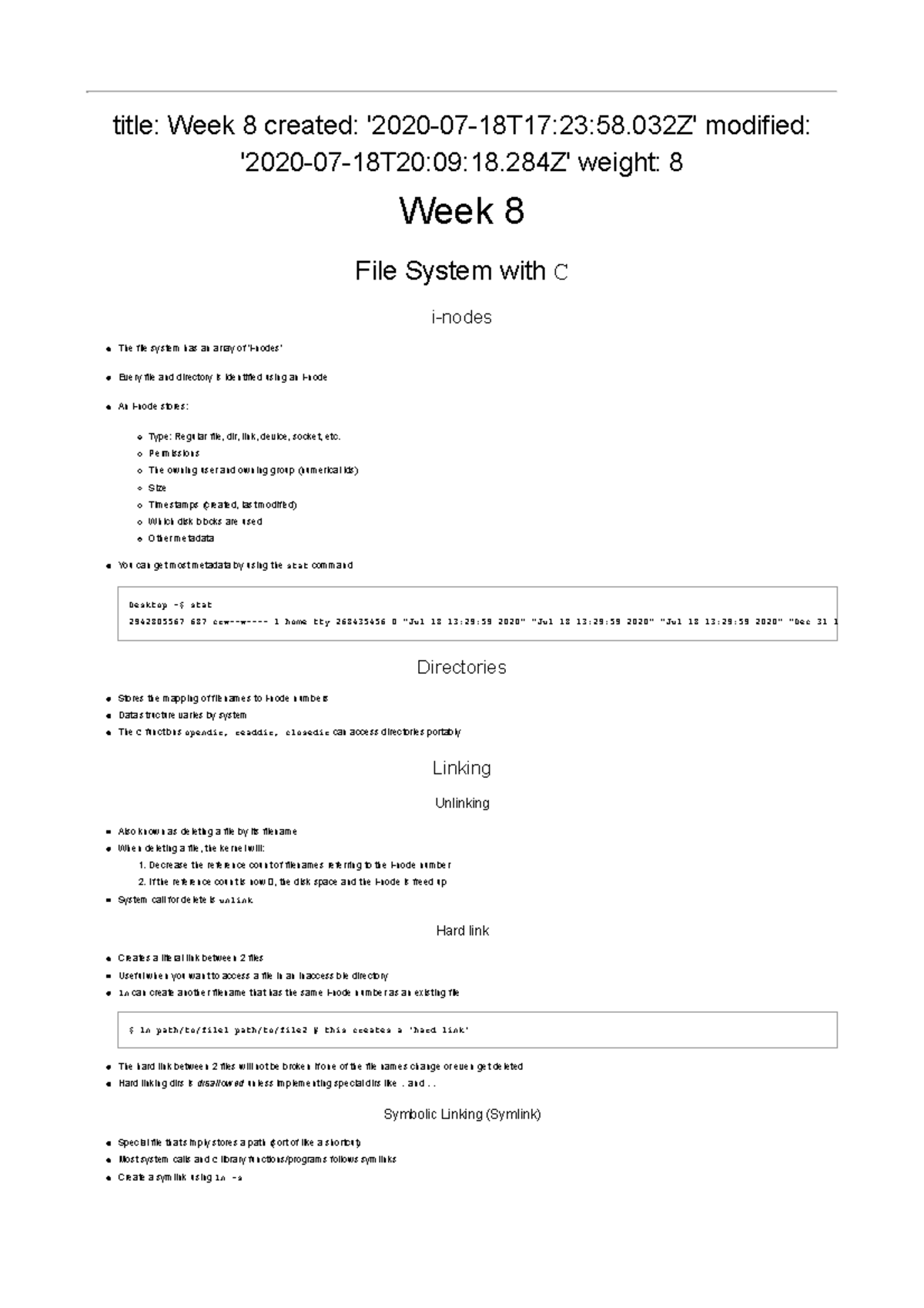 Week 8 - Software Tools and Systems Programming Week 8 Notes - title ...