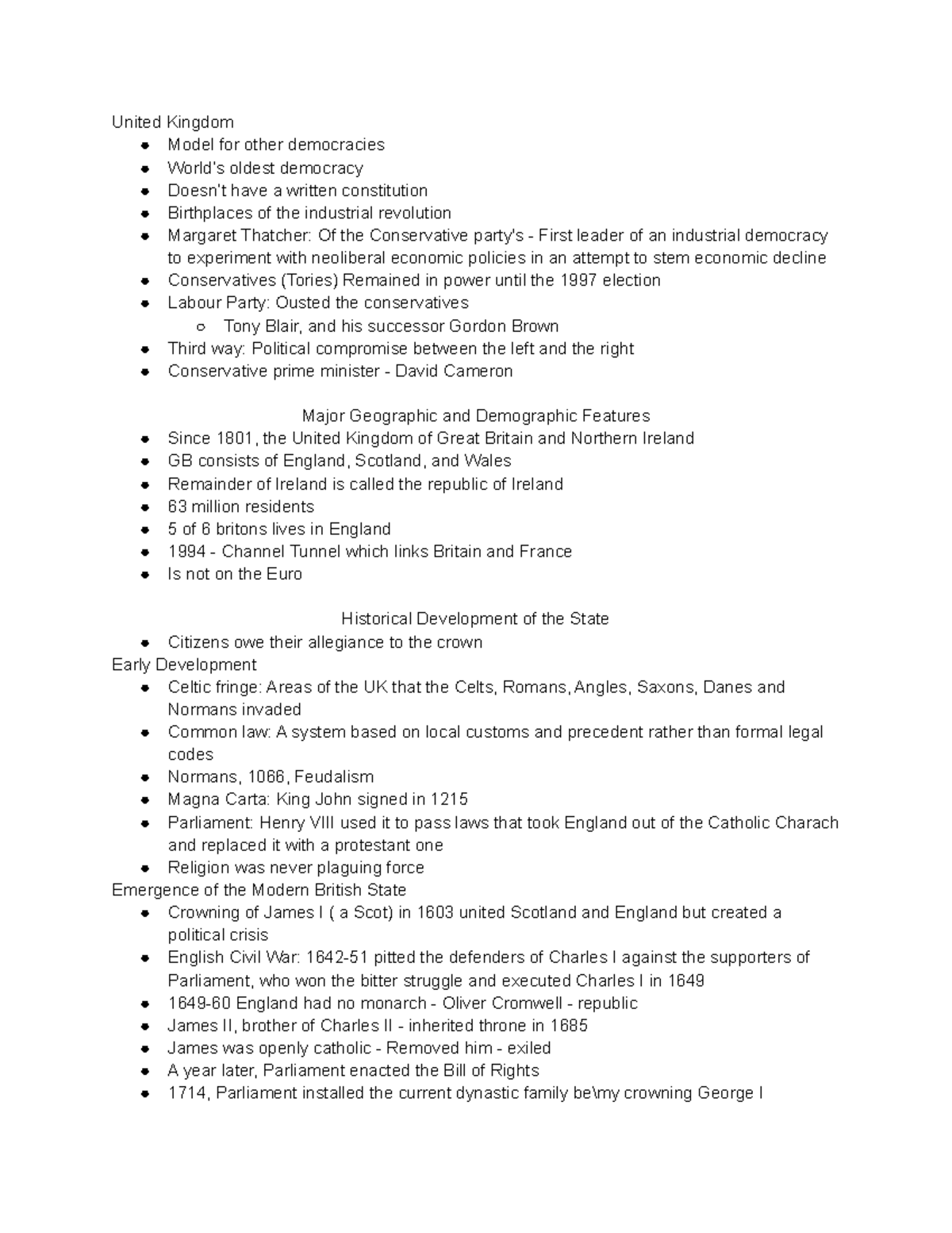 Notes p. 34-91 - Essentials of Comparative Politics - United Kingdom ...