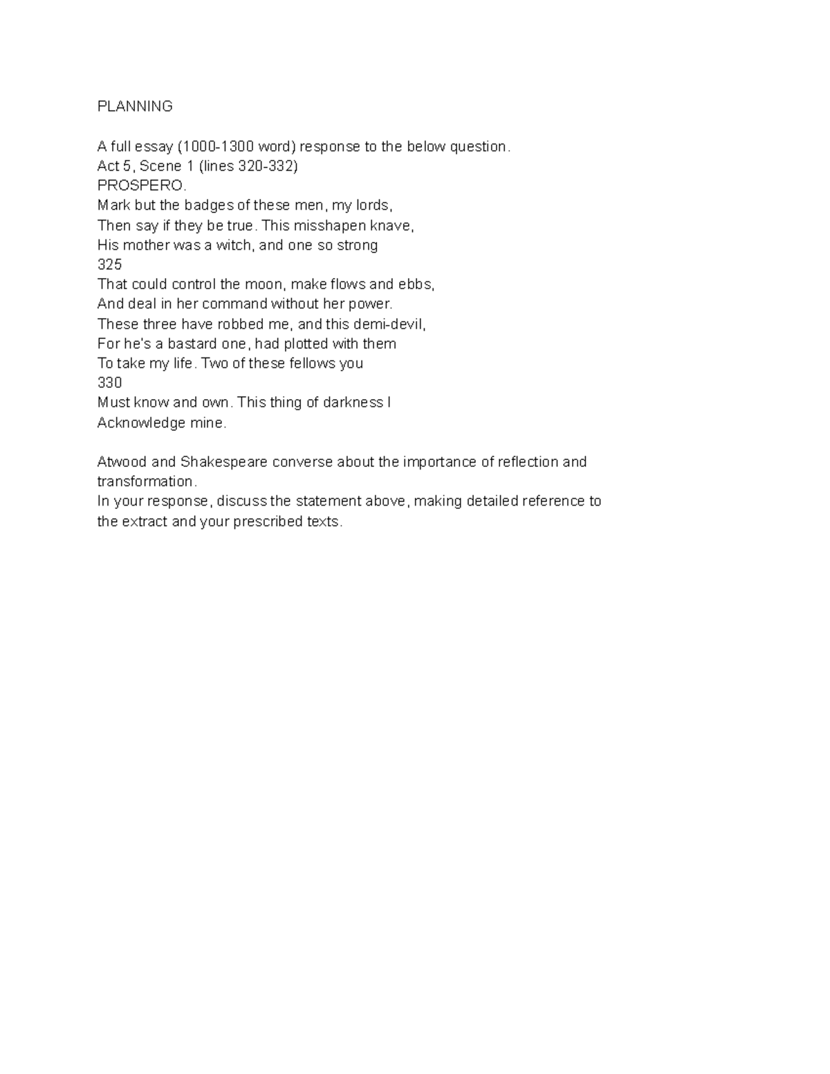 Formative - Google Docs - PLANNING A full essay (1000-1300 word ...