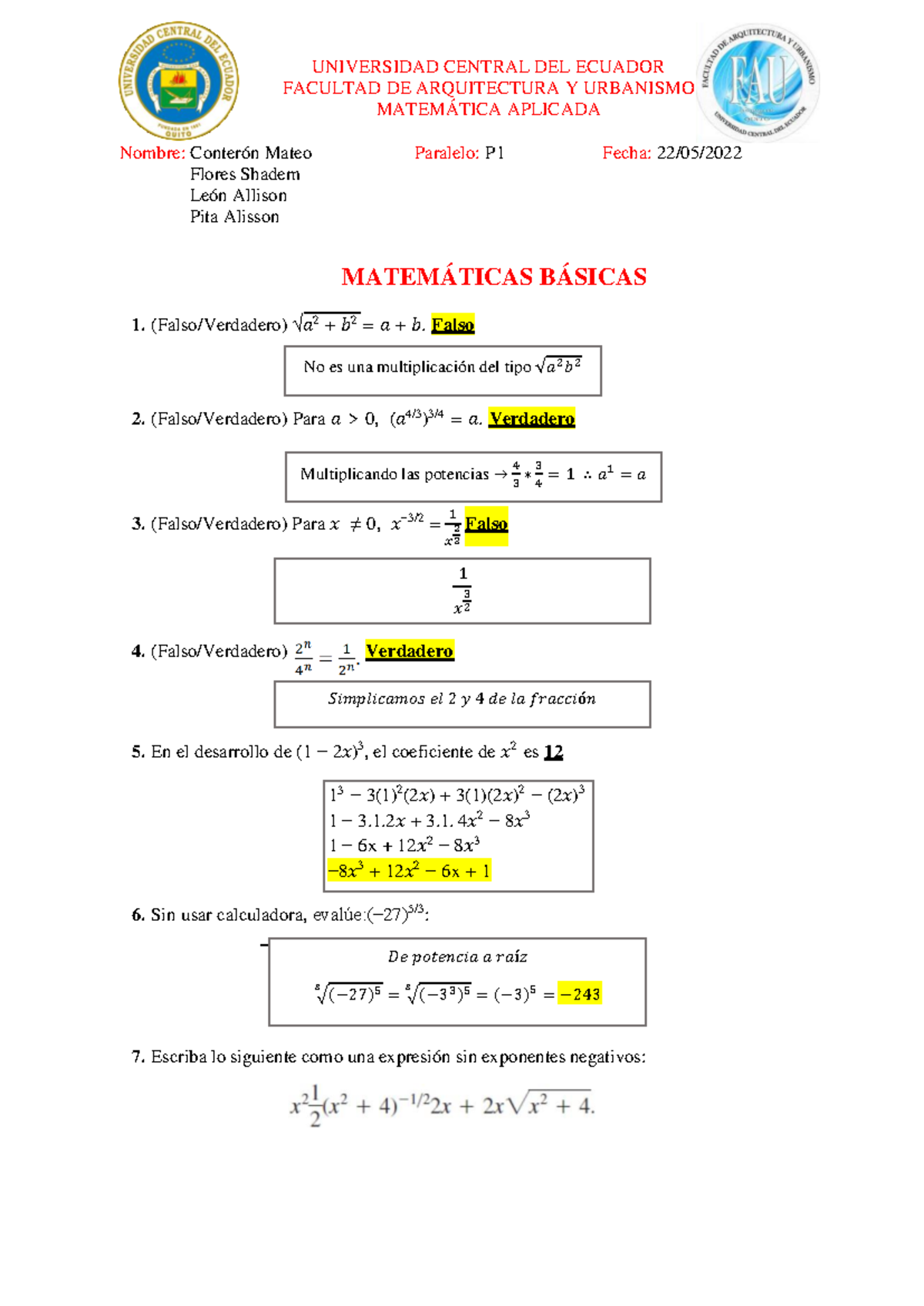 Matemáticas Básicas 1 - Solucion de teoremas y ejercicios de ...