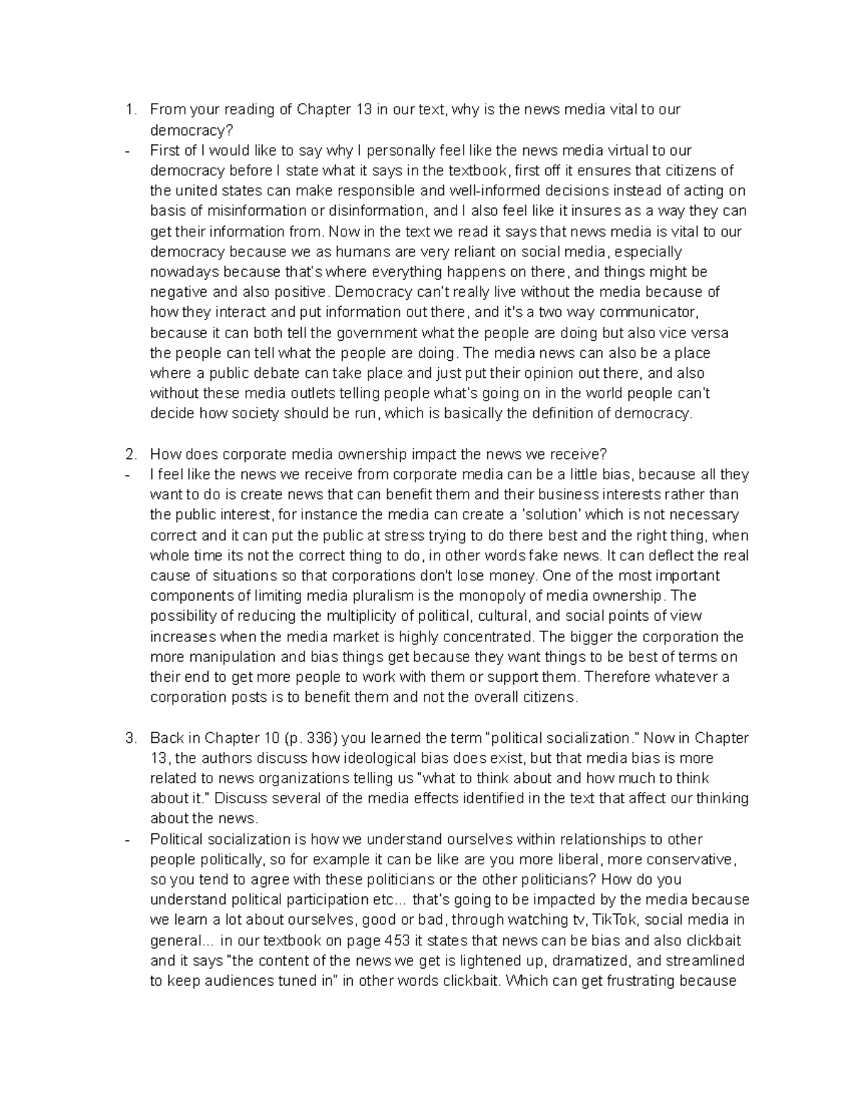 Weekly Quiz (Chapter 13) - From your reading of Chapter 13 in our text ...