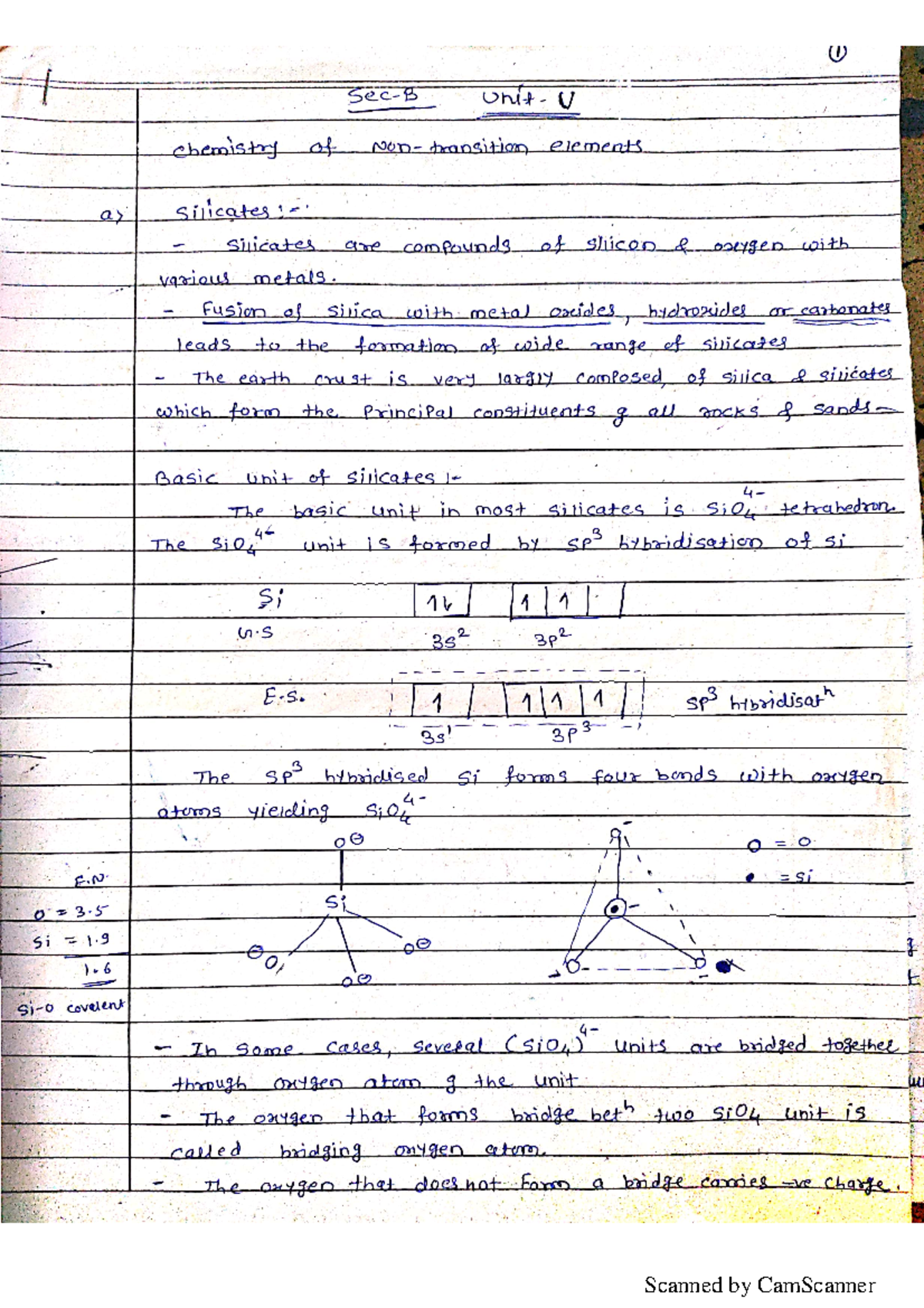 Chemistry of non transition metal - LLB- First year notes - Studocu