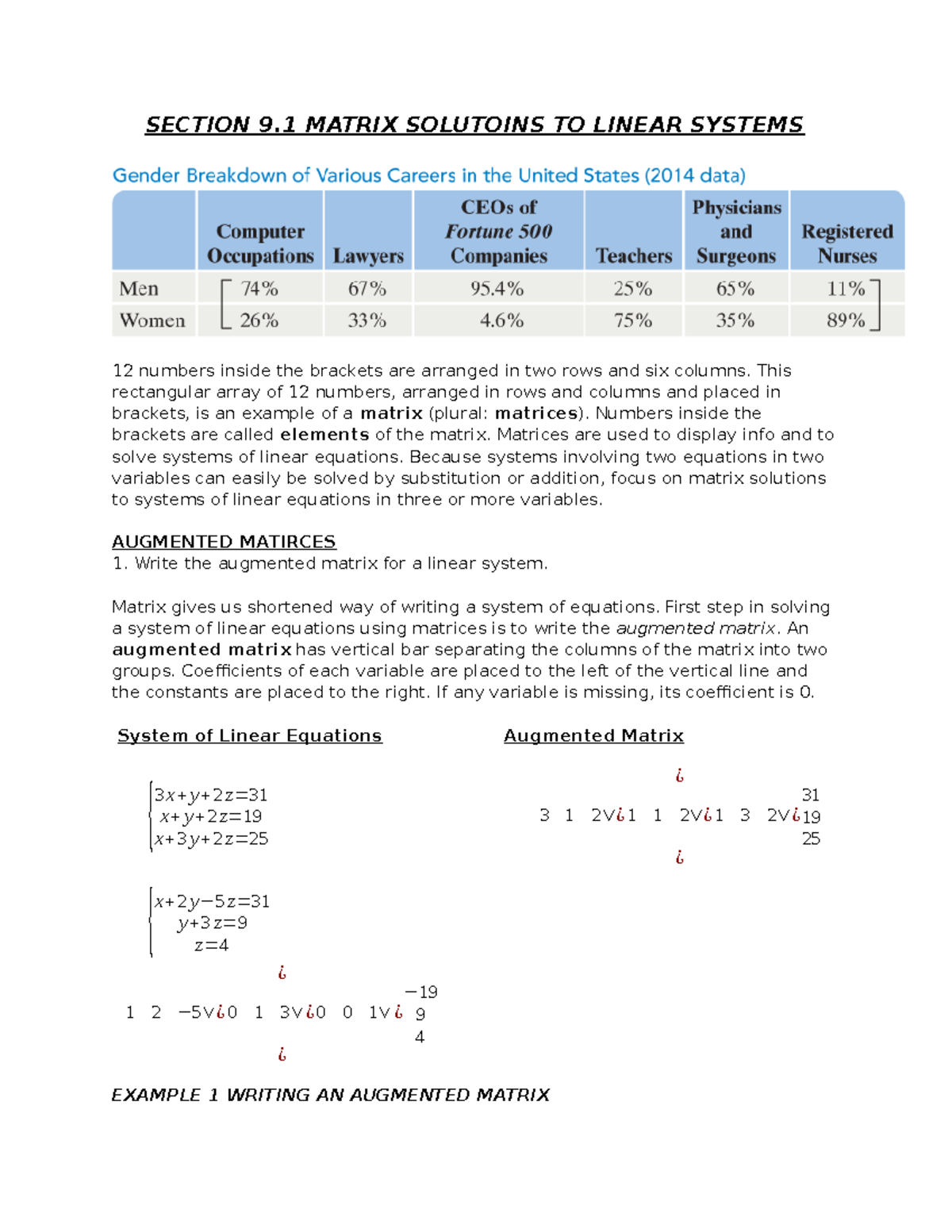 Sec9 subsection 1, 9.1 - ####### SECTION 9 MATRIX SOLUTOINS TO LINEAR ...