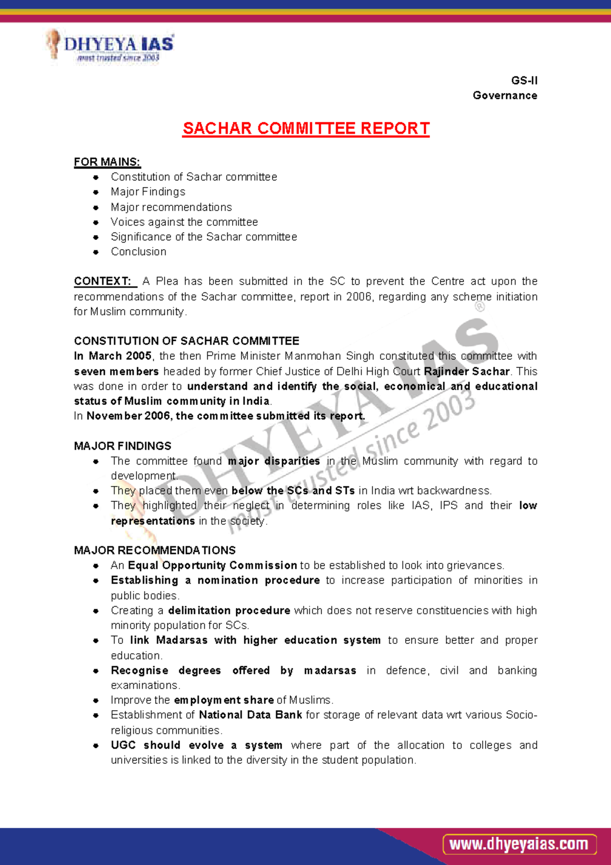 Sachar-Committee-Report-Daily-Current-Affair-Article-in-English-for ...