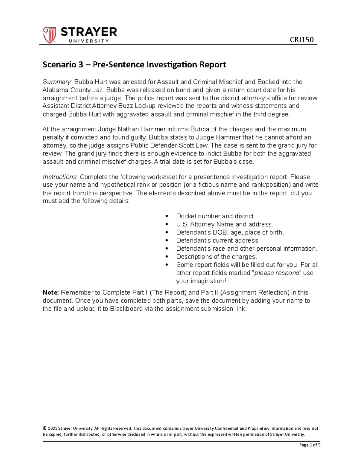 Cf CRJ150 wk10 scenario 3 presentence investigation - Scenario 3 – Pre ...