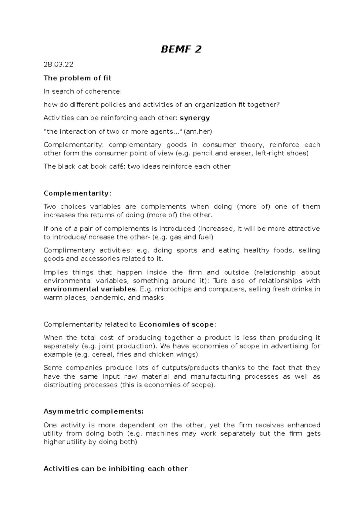 BEMF 2 - appunti lezioni BEMF 2 - BEMF 2 28. The problem of fit In ...