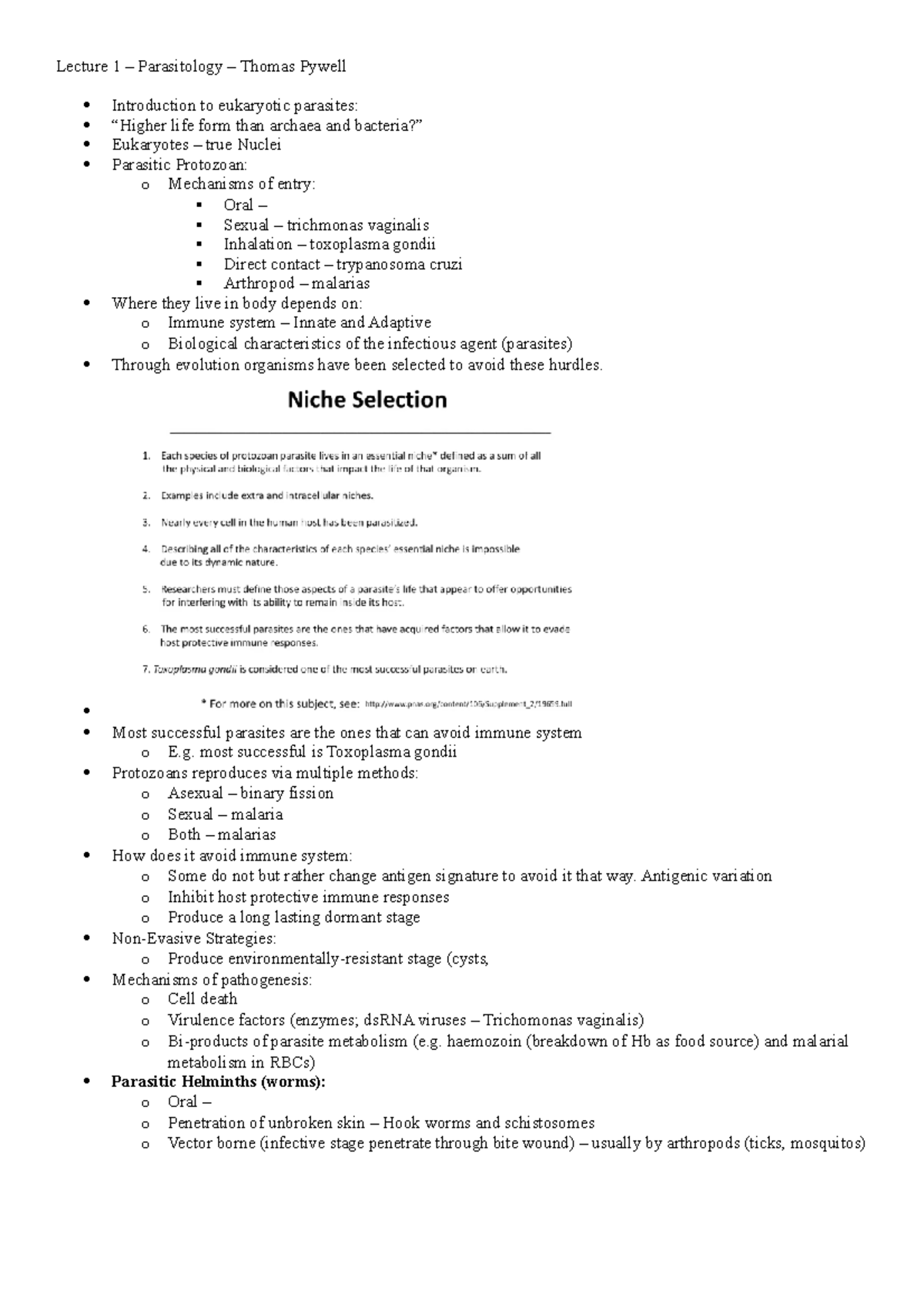 Lecture 1 - Introduction - Lecture 1 – Parasitology – Thomas Pywell ...