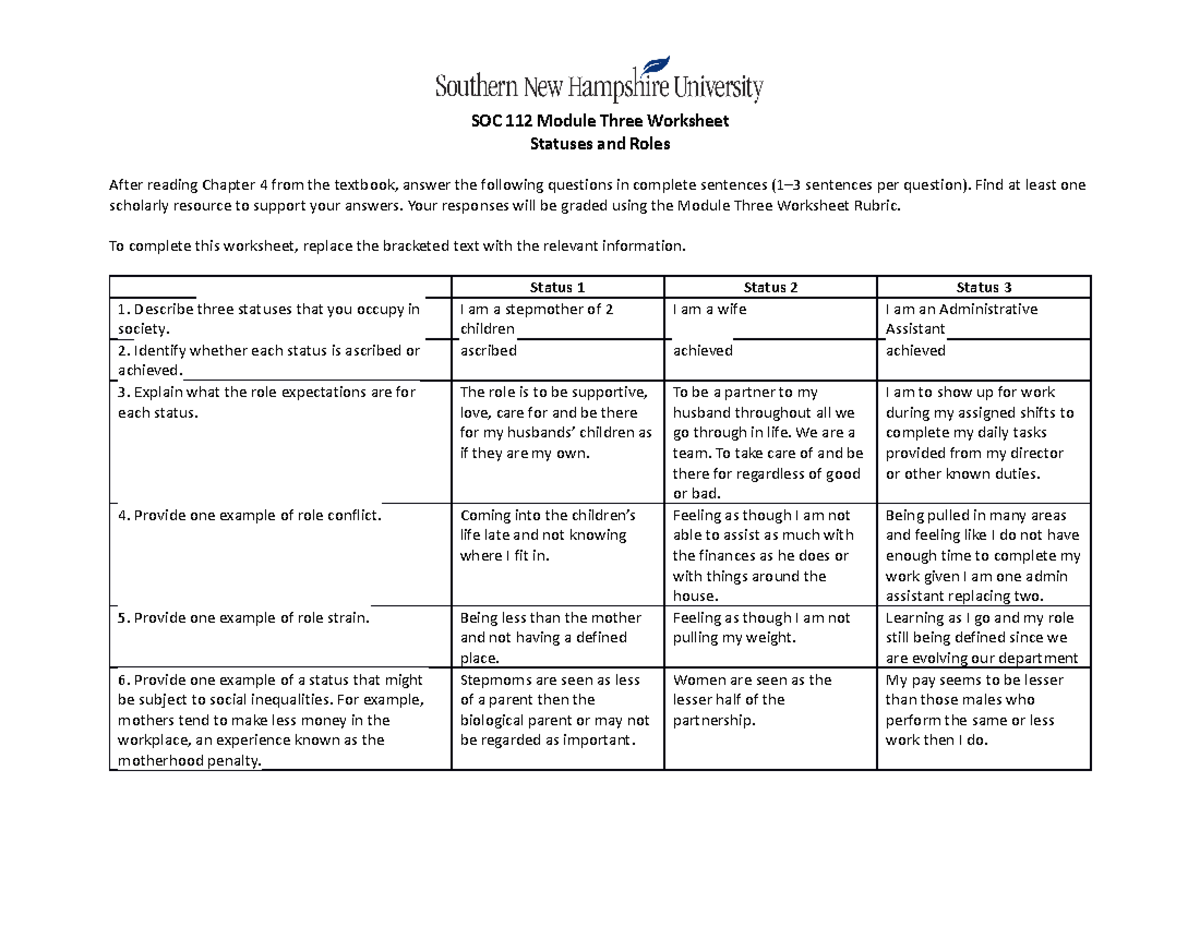 SOC 112 Module Three Worksheet - SOC 112 Module Three Worksheet ...