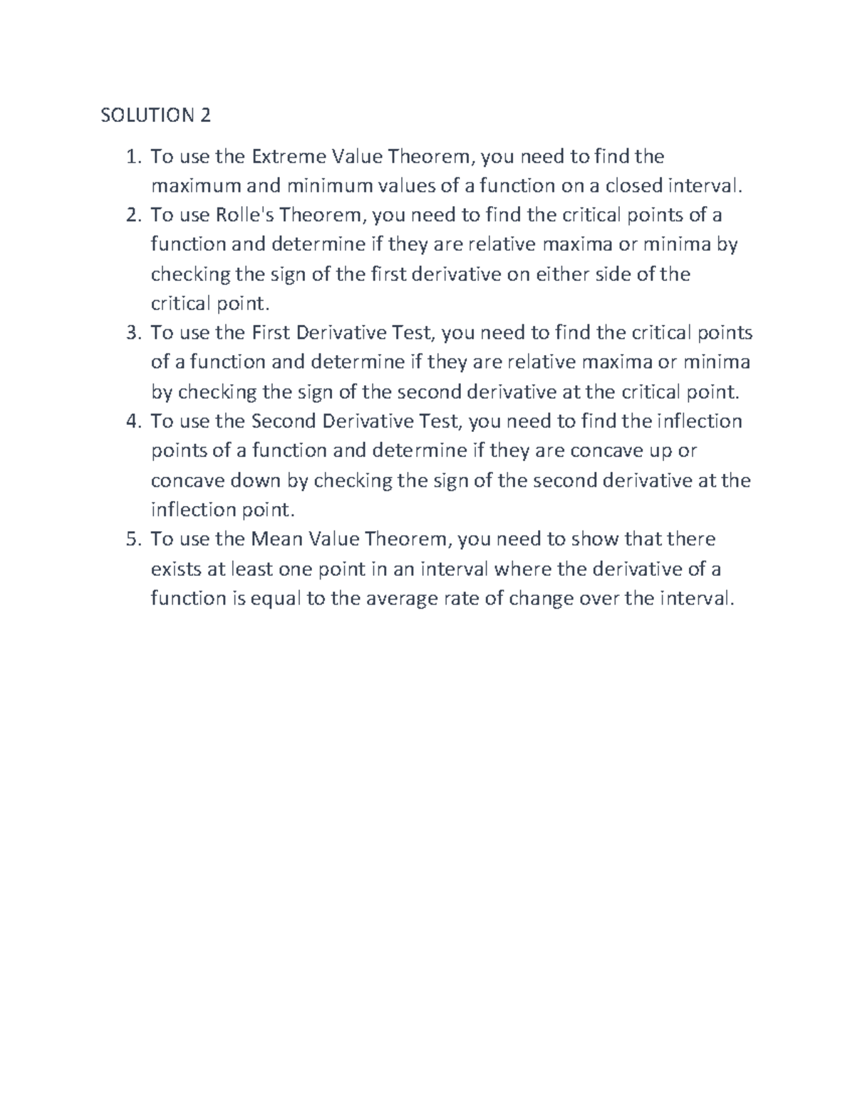 Exercices continuity CORRECTION 2 - SOLUTION 2 To use the Extreme Value Theorem, you need to ...