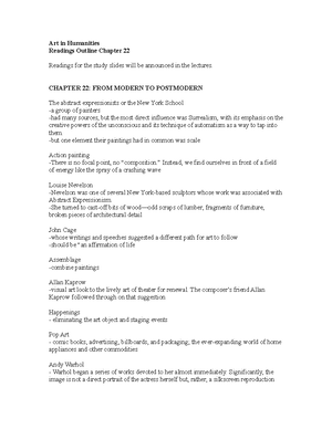 Chapter 11 - Summary World Art - Art in Humanities Readings Outline ...