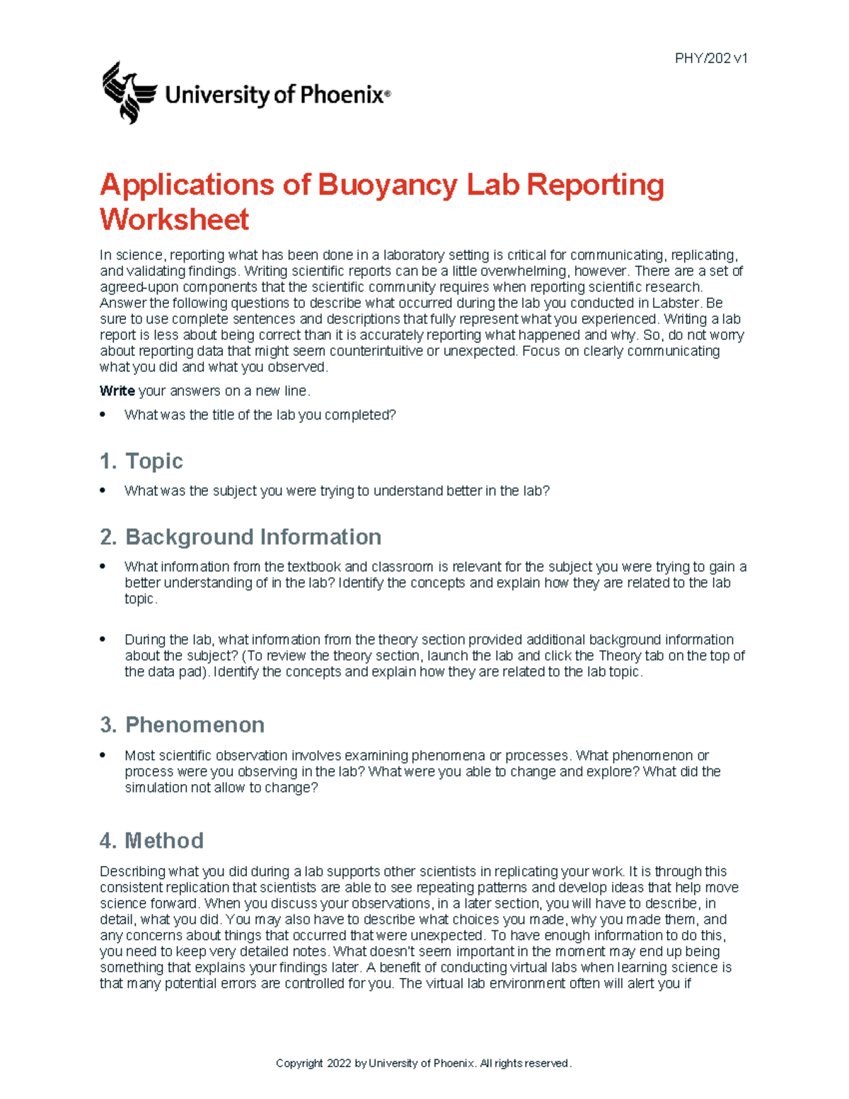 Phy202 v1 wk1 applications of buoyancy lab report observational - PHY ...