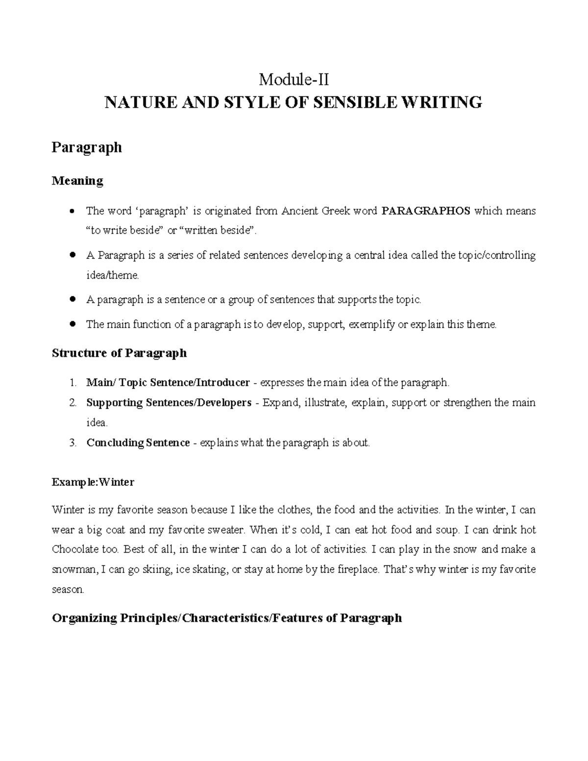 Module-2 - Nature and Style of sensible writing. - Module-II NATURE AND ...