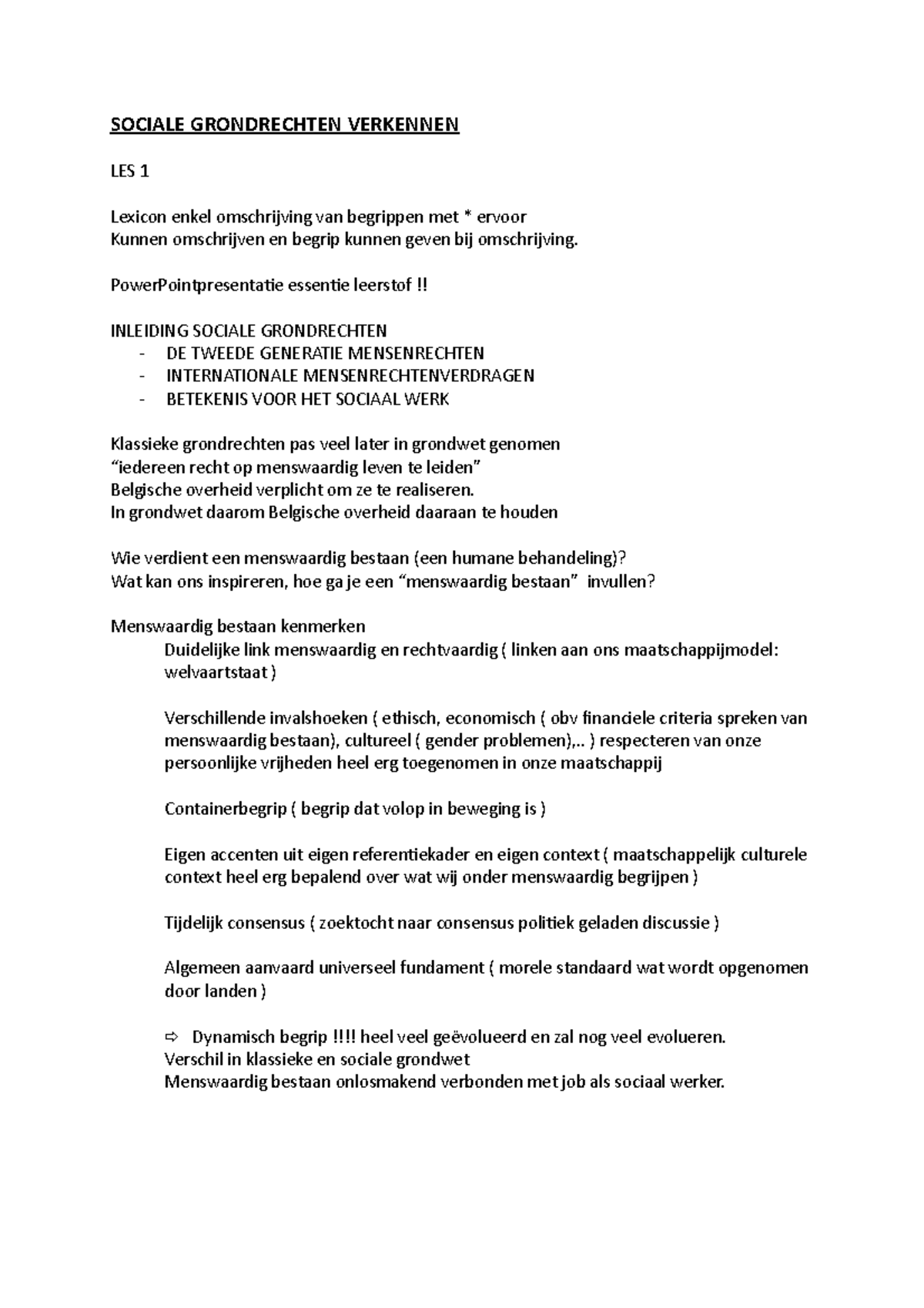 Sociale Grondrechten Verkennen - SOCIALE GRONDRECHTEN VERKENNEN LES 1 ...