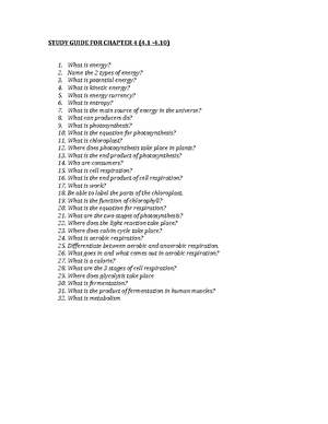 Study Guide FOR Chapter 9 - STUDY GUIDE FOR CHAPTER 9 (9; 9 – 9 ...