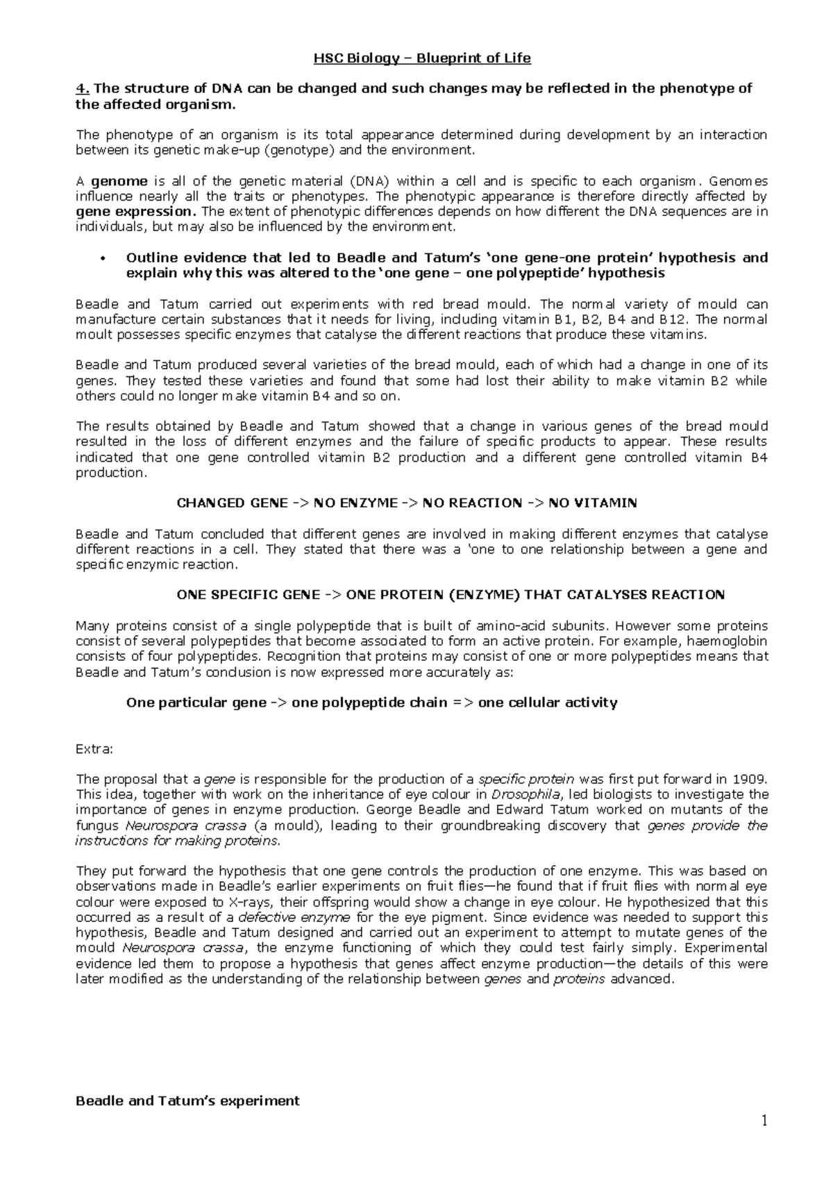 Blueprint of life part 3 - HSC Biology – Blueprint of Life 4. The ...