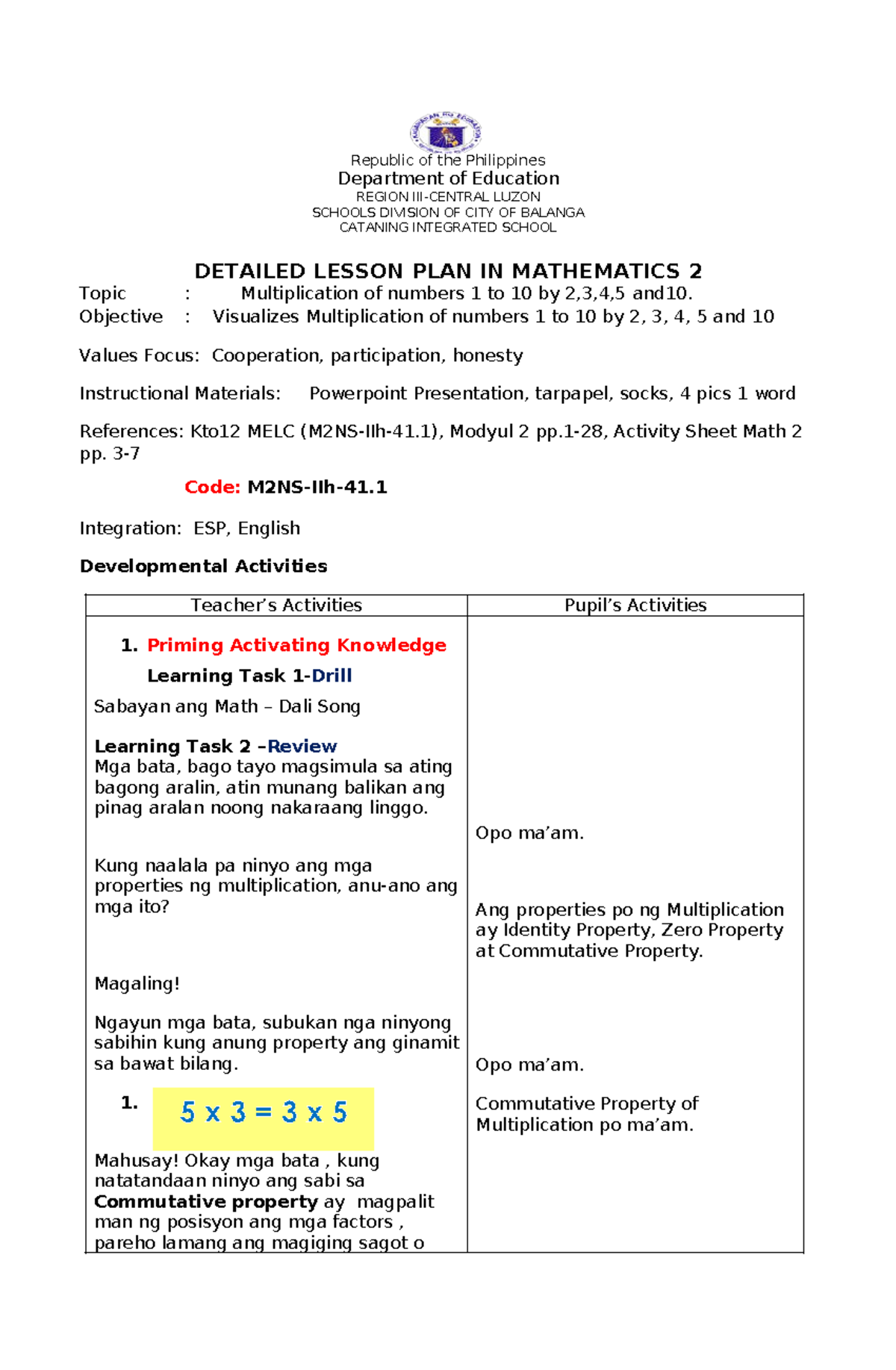 DLP MATH2 2nd Quarter -WEEK-8 - Republic of the Philippines Department of Education REGION - Studocu