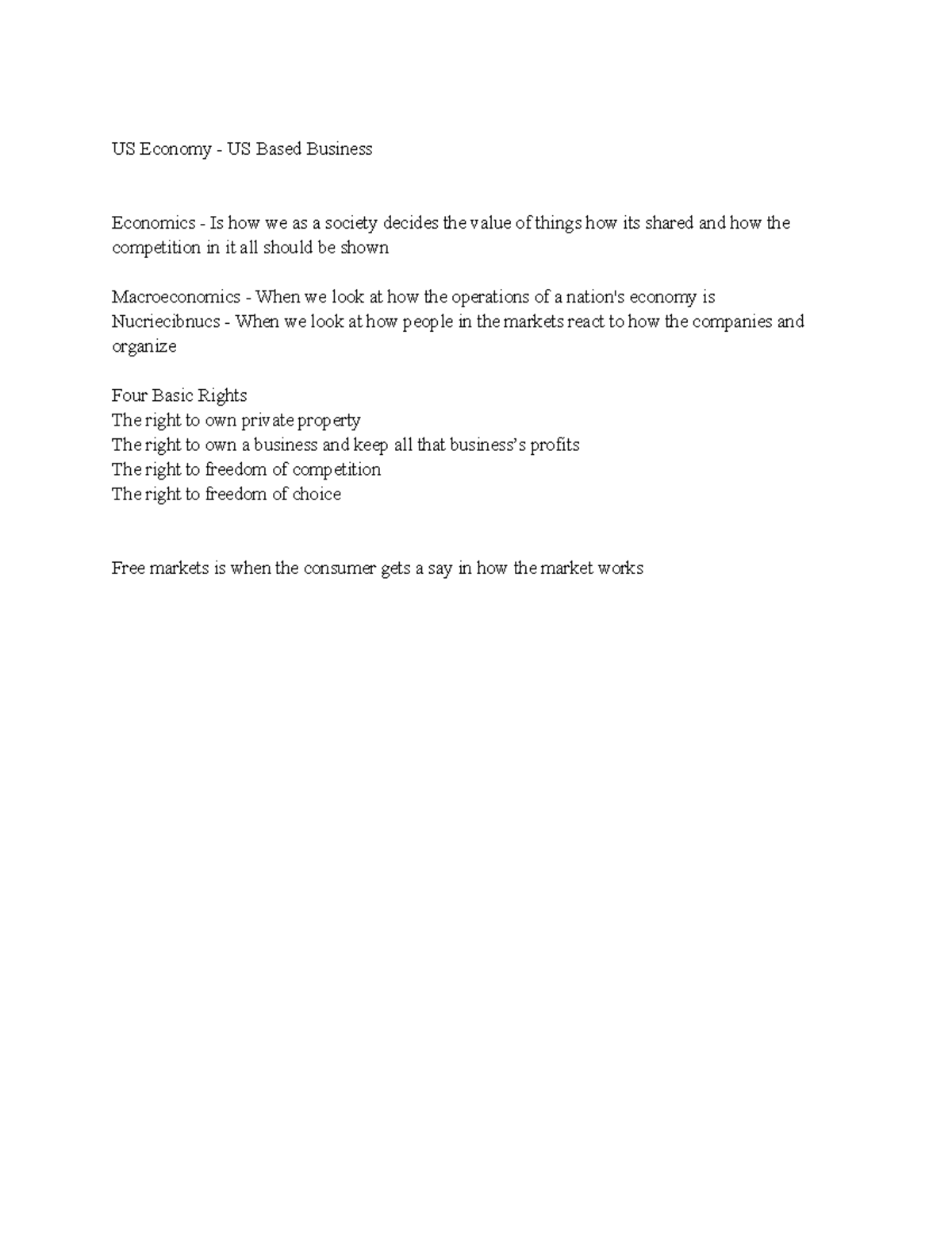 9 12 - Notes - US Economy - US Based Business Economics - Is how we as ...