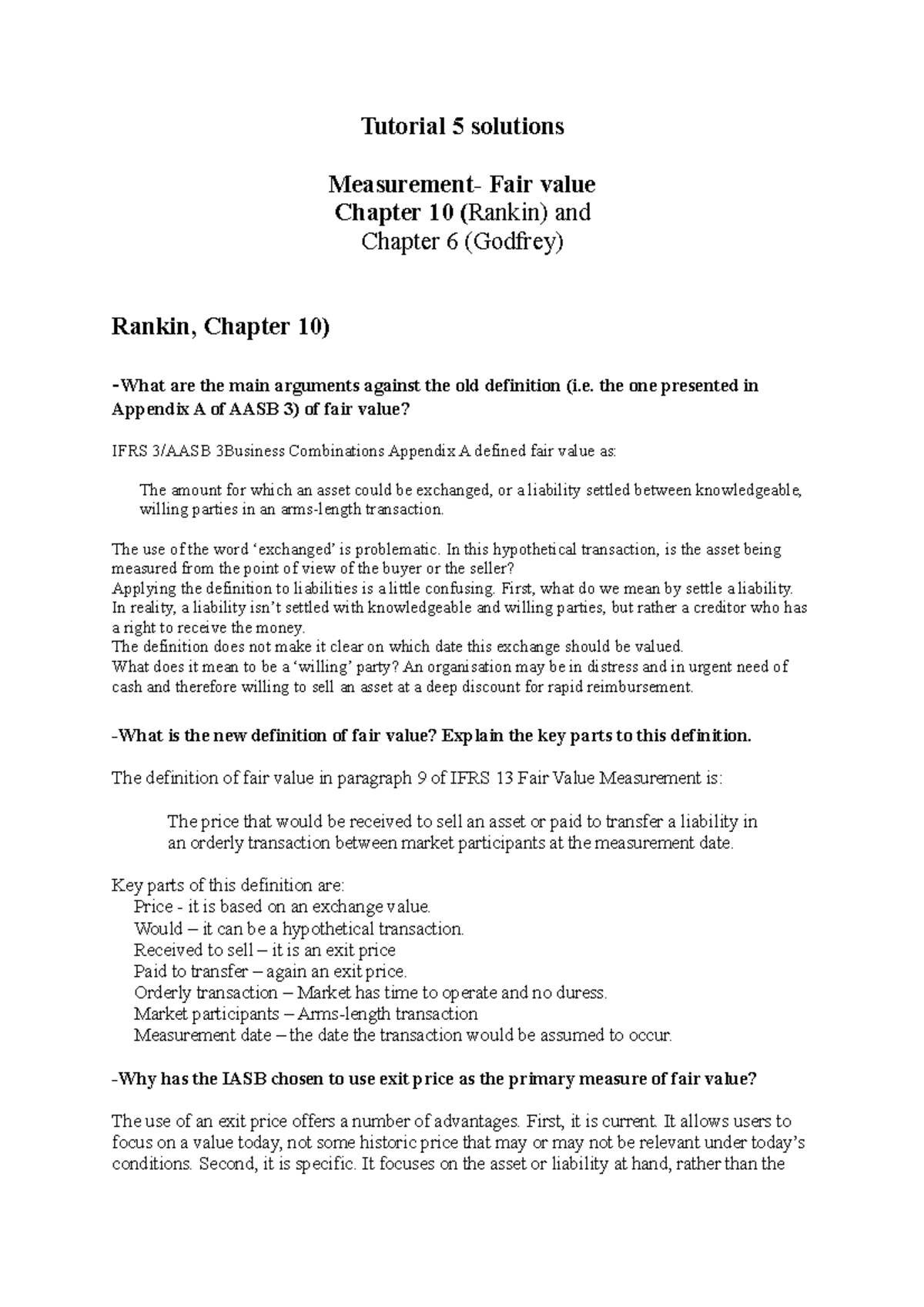 Tutorial 5 solutions- Measurement Fair value - Tutorial 5 solutions ...