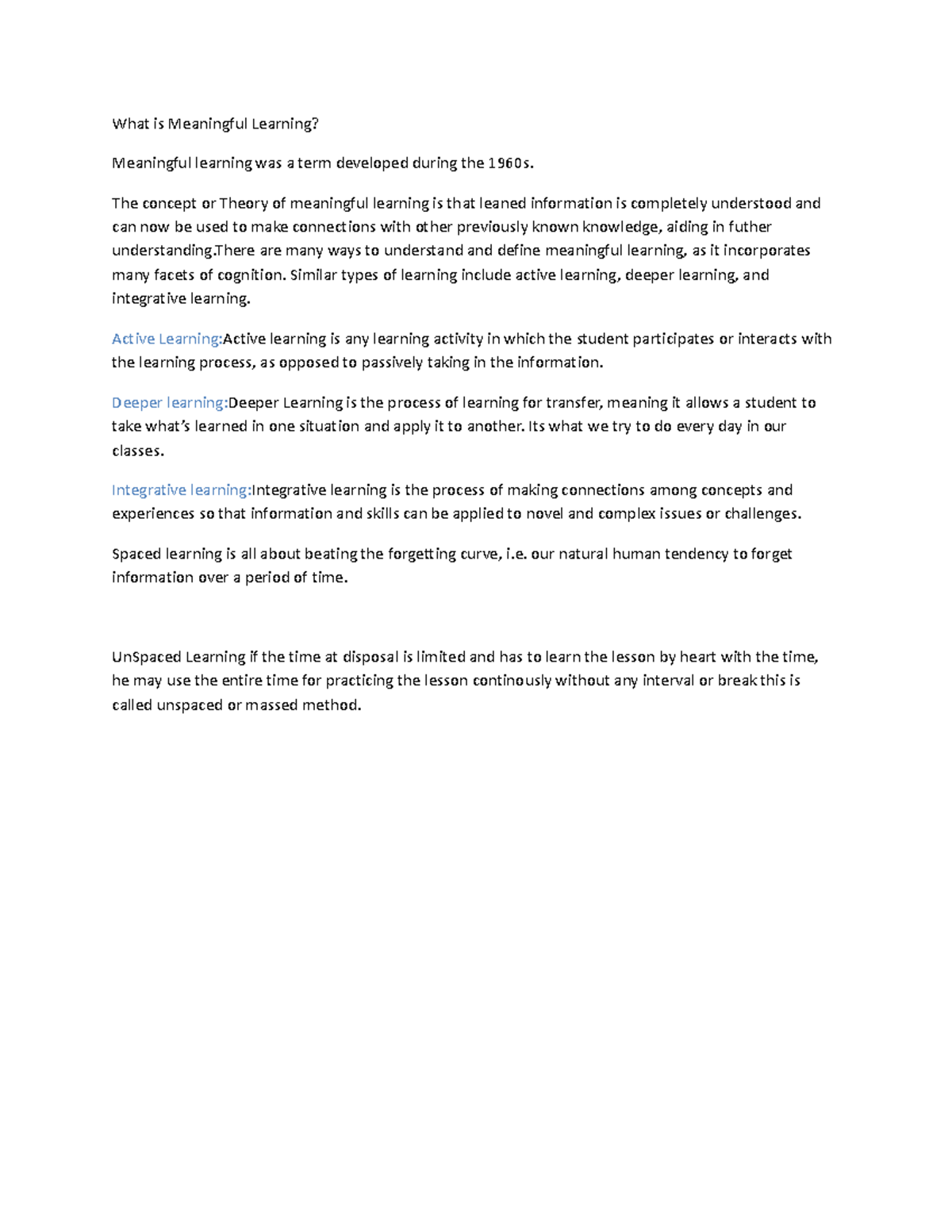 What is Meaningful Learning 2 - What is Meaningful Learning? Meaningful ...