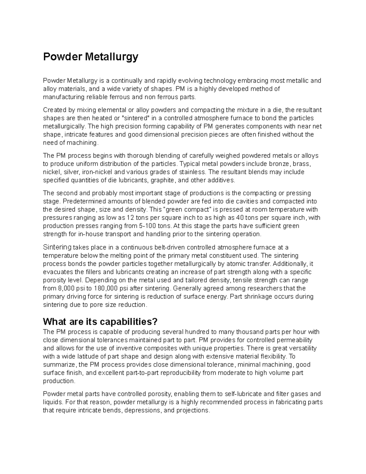 Powder metallurgy 334 - this contains solution manual - Powder ...
