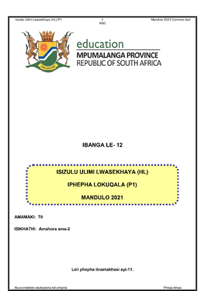 Revision P1- Isizulu KZN - UMQULU WOKULUNGISELELA UKUHLOLA KOKUPHELA ...