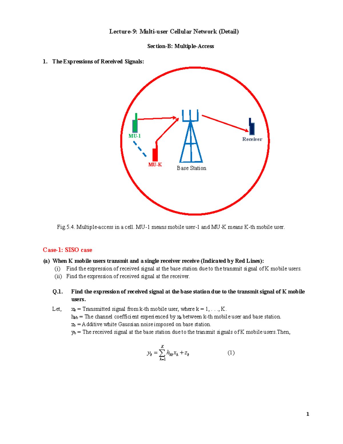 Multiple Access 2 - slides - Lecture-9: Multi-user Cellular Network ...