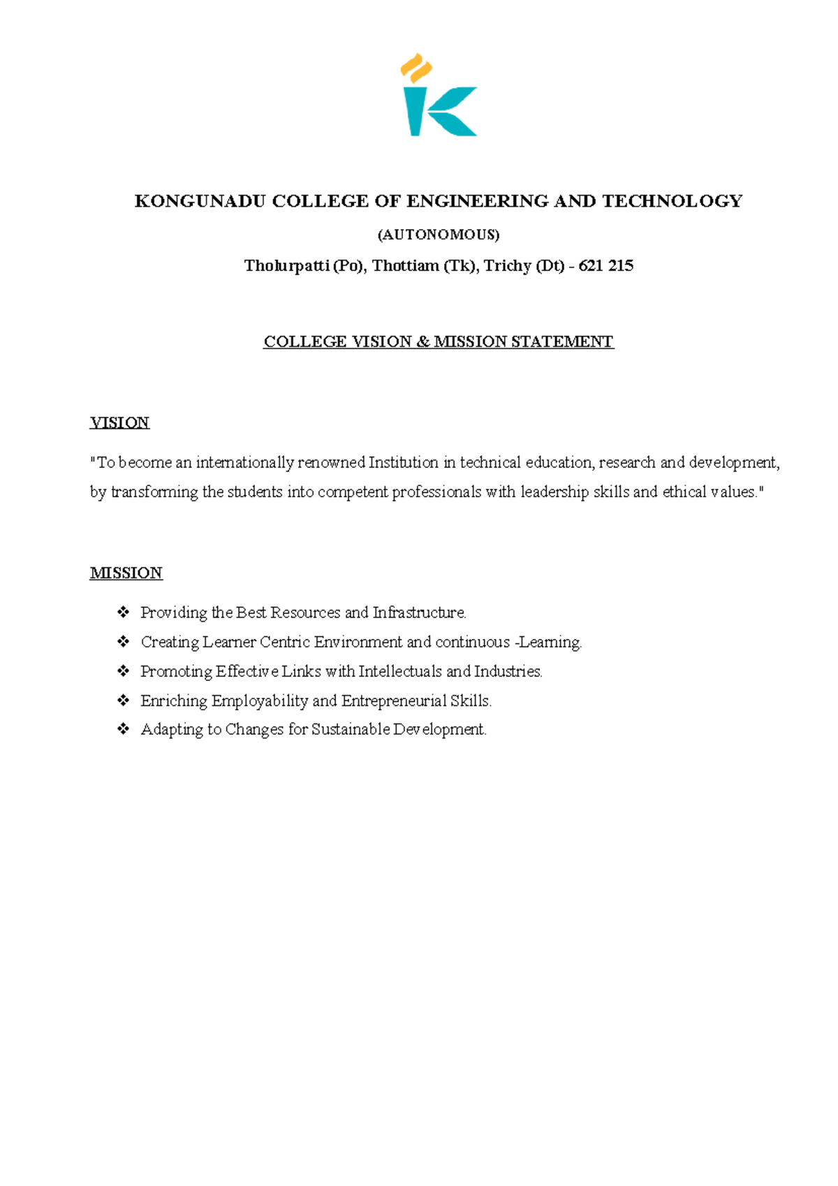 Mlt studentlab manual - KONGUNADU COLLEGE OF ENGINEERING AND TECHNOLOGY (AUTONOMOUS) Tholurpatti ...