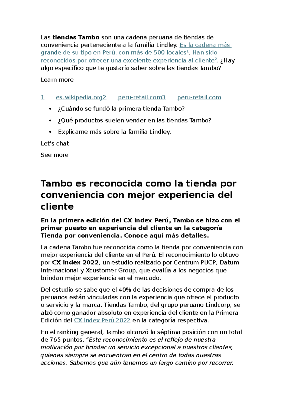 empresas tambo sac - Las tiendas Tambo son una cadena peruana de ...