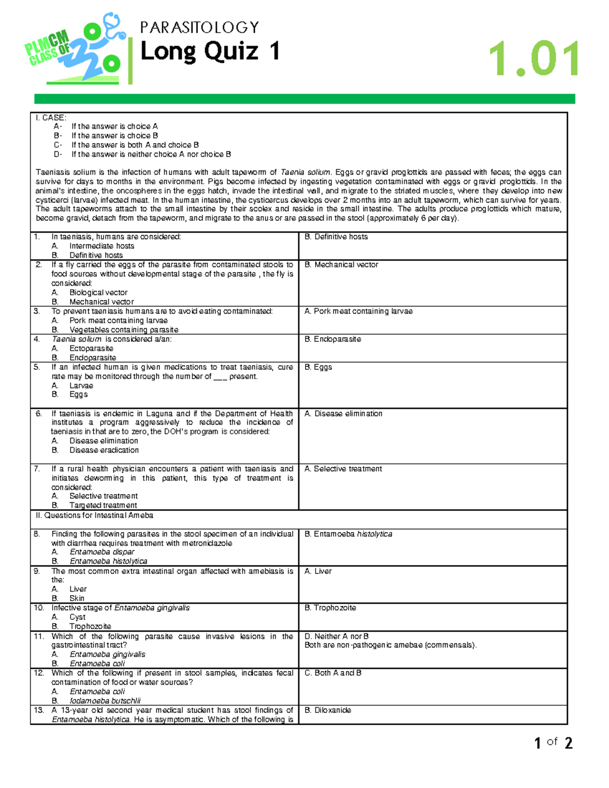 Sample/practice exam 14 February 2019, questions and answers - 1 of 2 ...