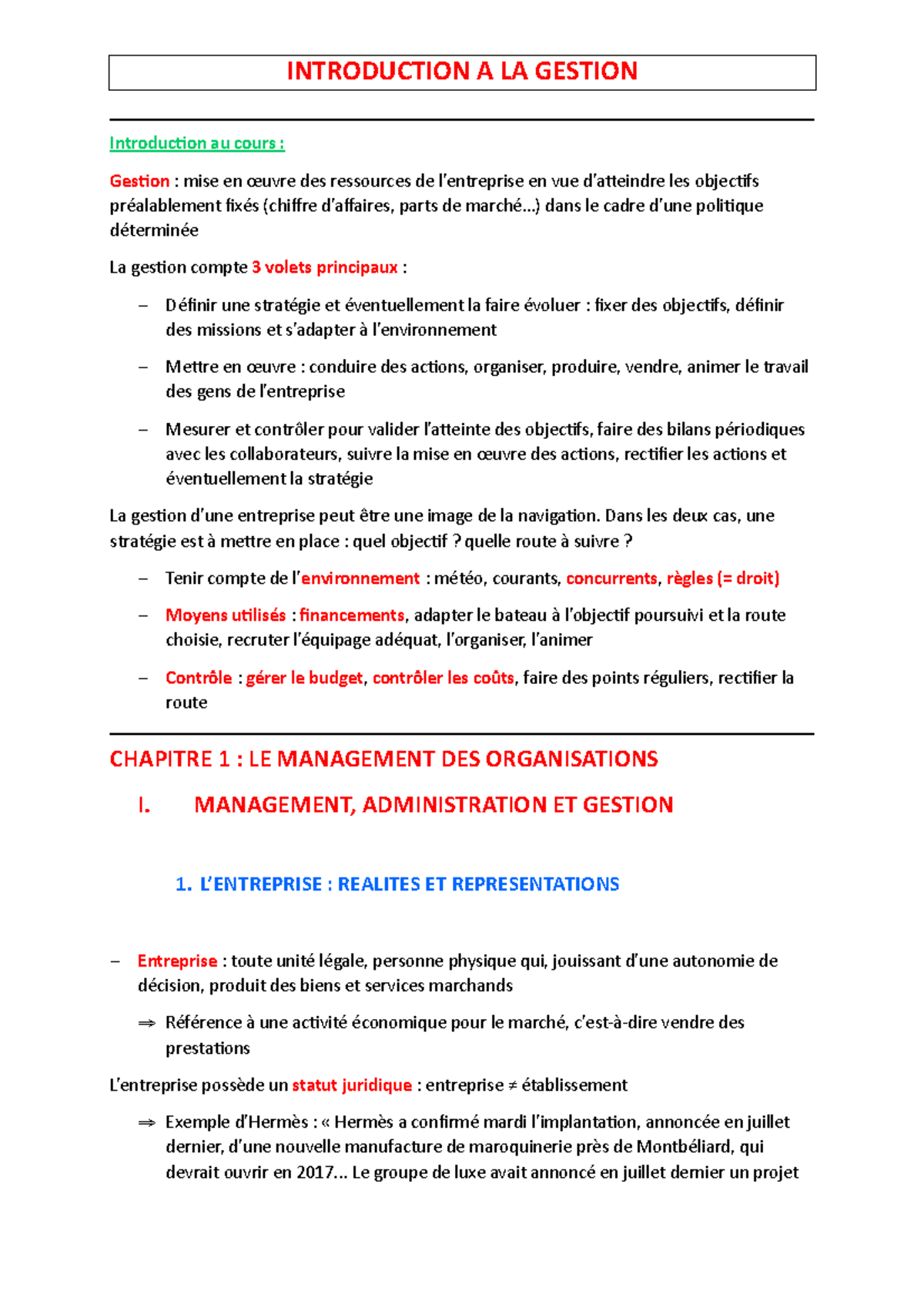 Introduction à La Gestion Warning Tt Undefined Function 32 Introduc6on Au Cours Ges6on