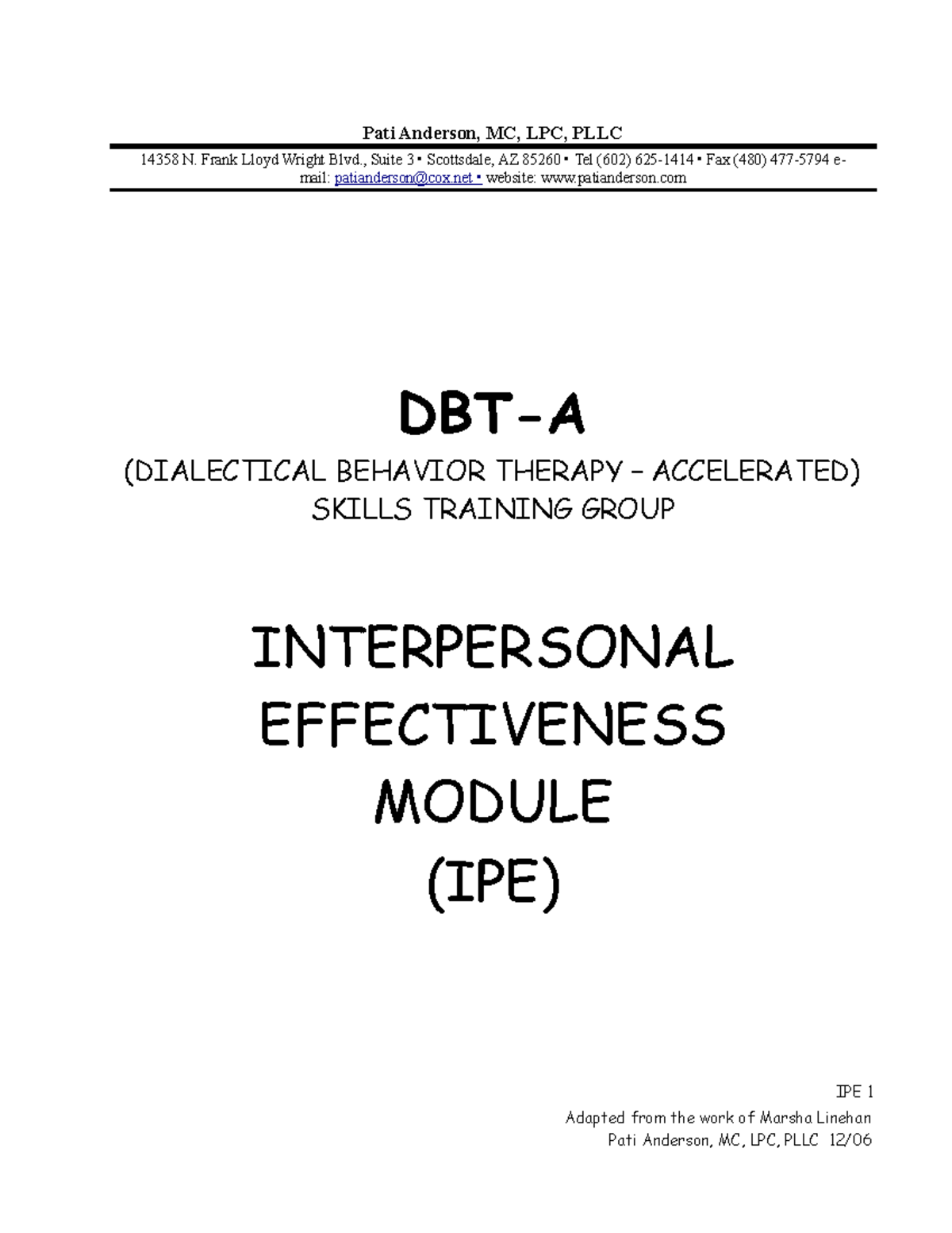 DBT-Interpersonal Effectiveness Packet ...