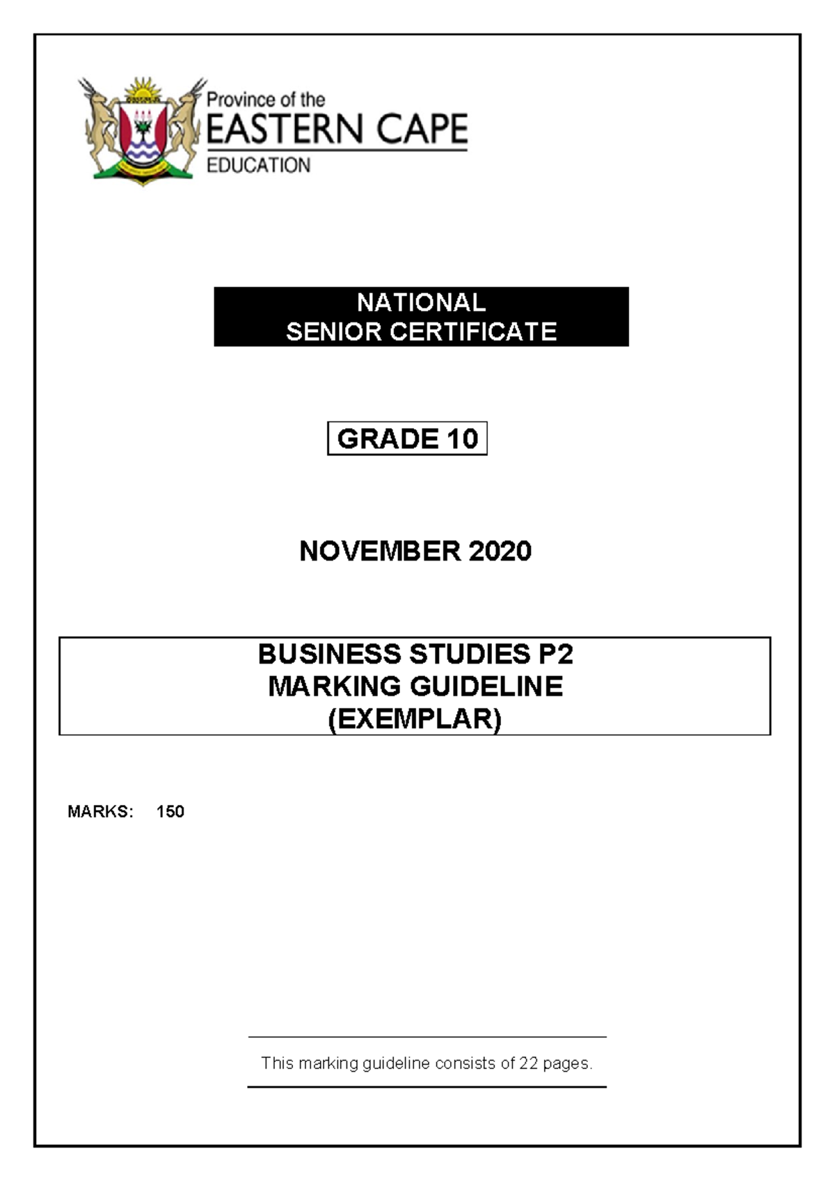 BUS Studies P2 GR10 MEMO NOV2020 English - NATIONAL SENIOR CERTIFICATE ...
