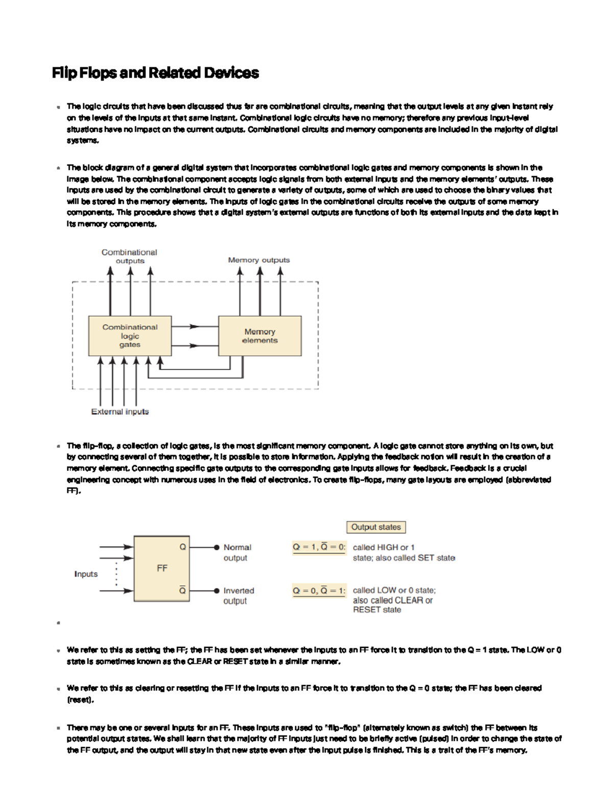 Flip Flops and Related Devices - C o m b i n a t i o n a l l o g i c c ...