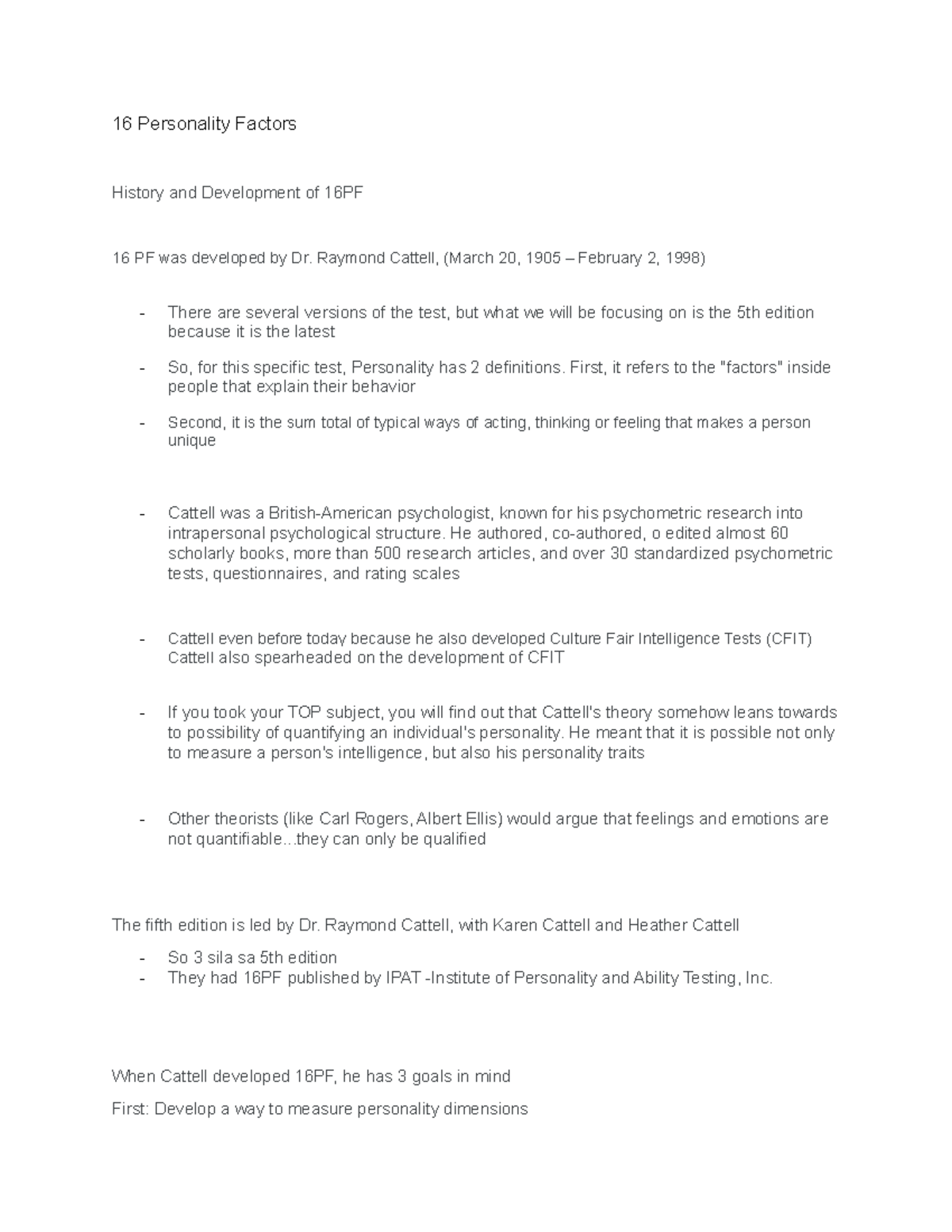 16-Personality-Factors - 16 Personality Factors History and Development ...