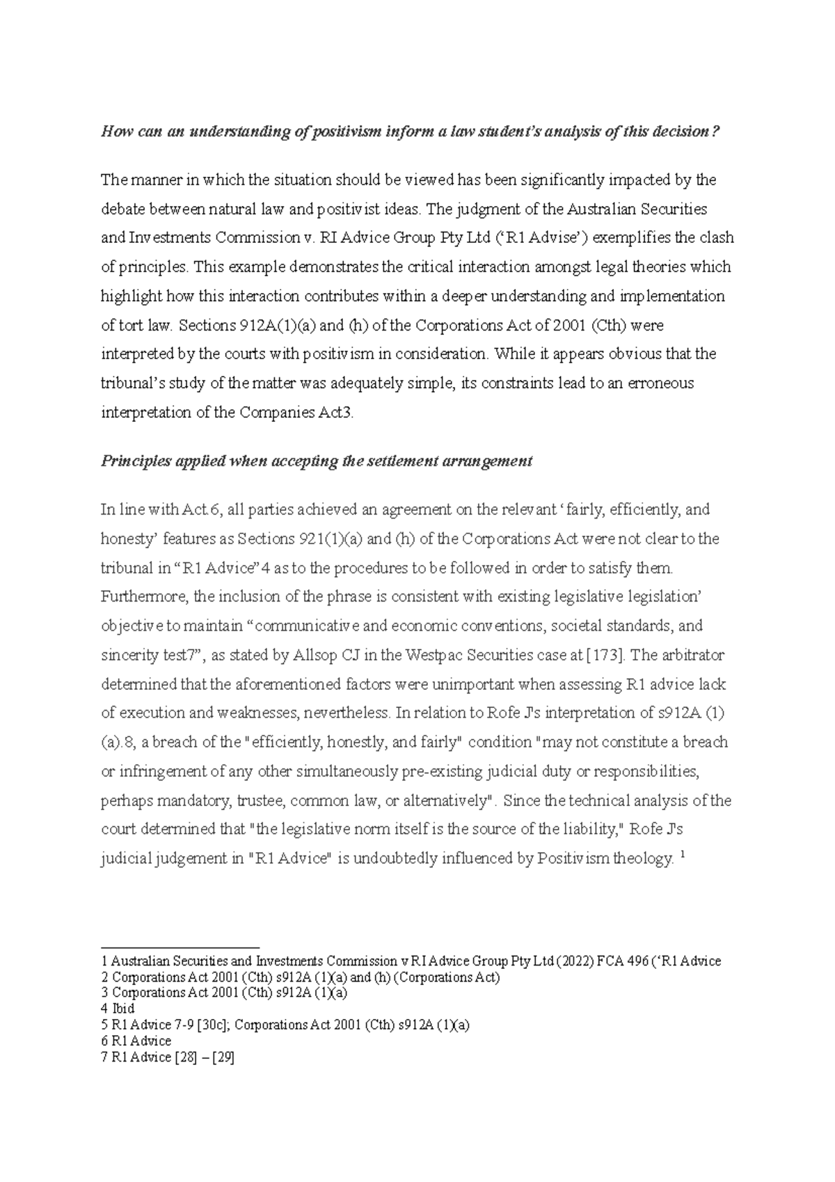 Legal analysis and critique-A1 - How can an understanding of positivism ...