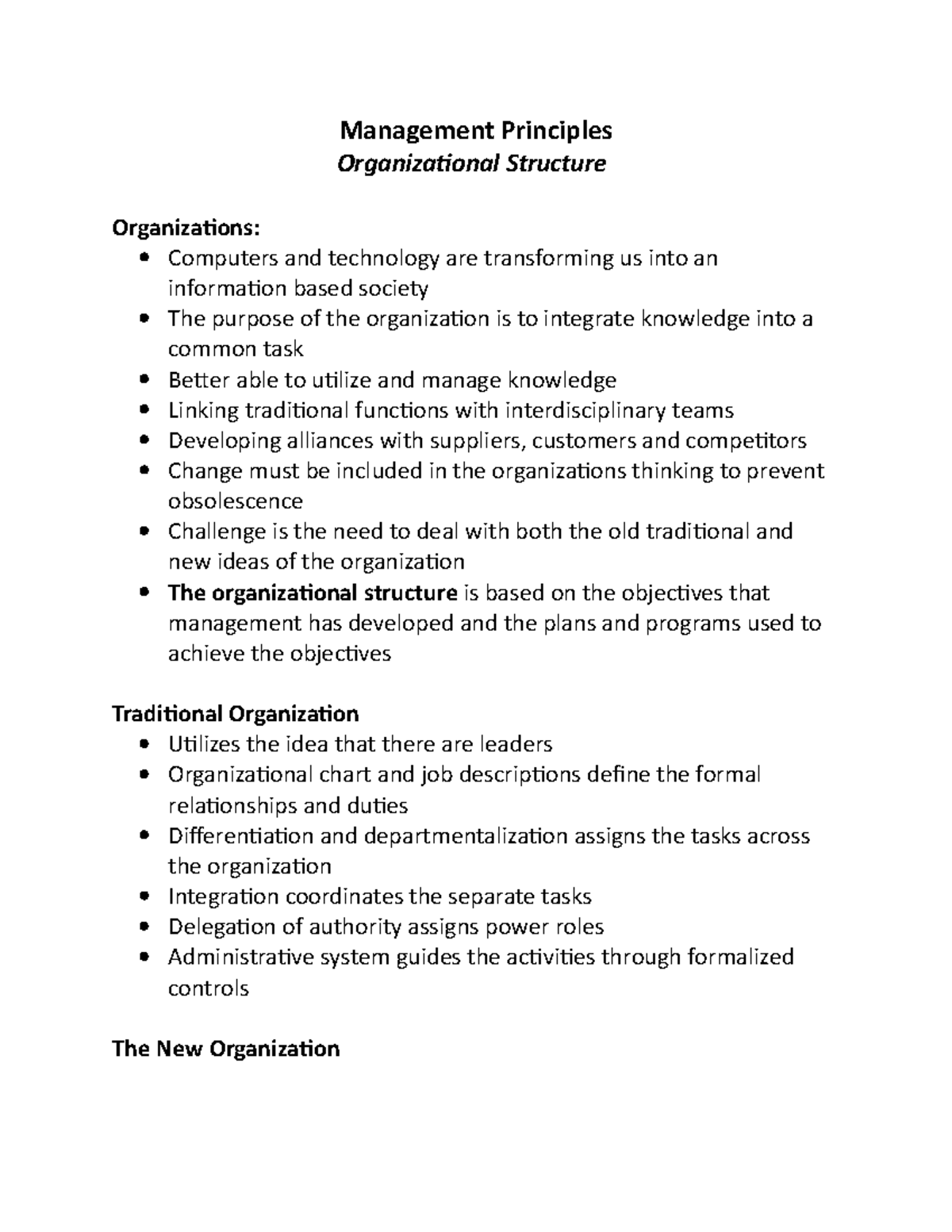 Management Principles - The Organization - Management Principles ...