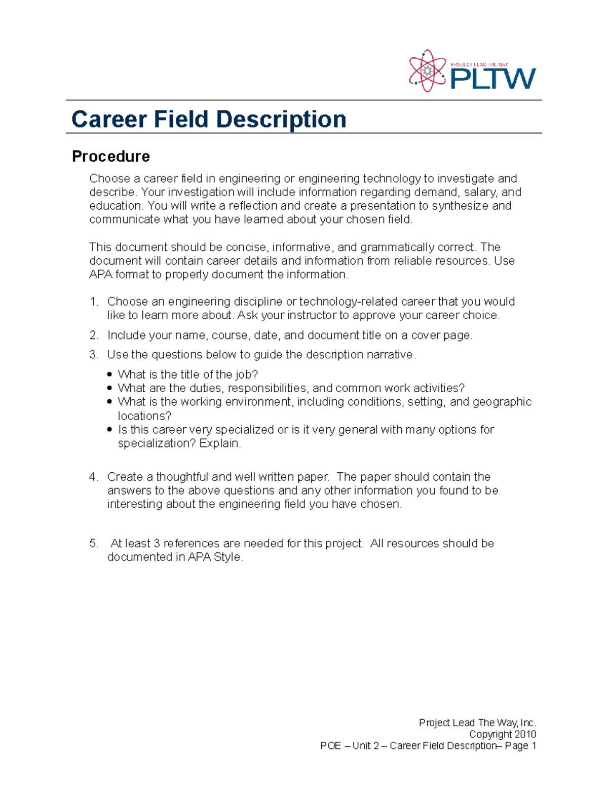 Career Field Description Paper KS - Career Field Description Procedure ...