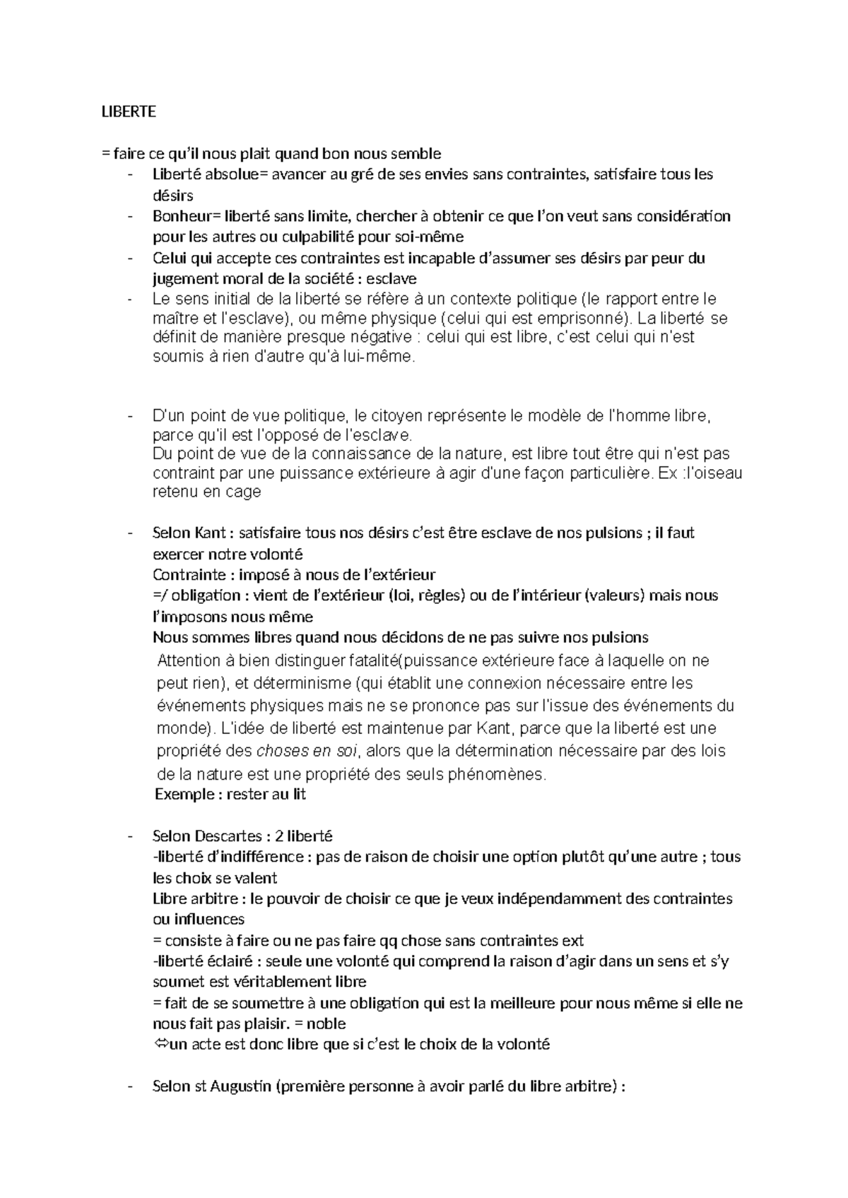 Fiche philo liberté - LIBERTE = faire ce qu’il nous plait quand bon nous semble - Liberté ...