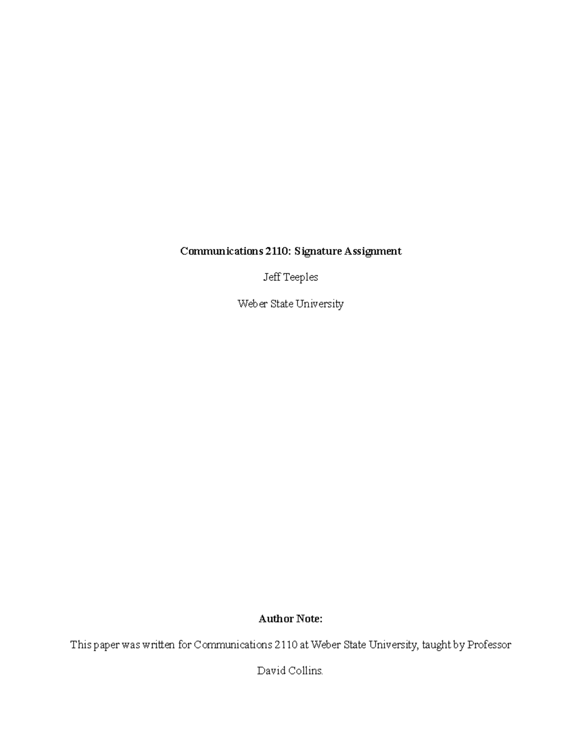 Communications Signature Assignment - ESL 1230 - Weber State - Studocu