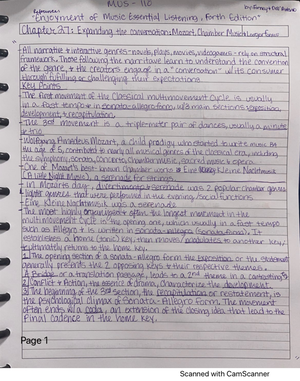 Page 1 mus 110 Music Theory/Appreciation - MUS 110 - Studocu