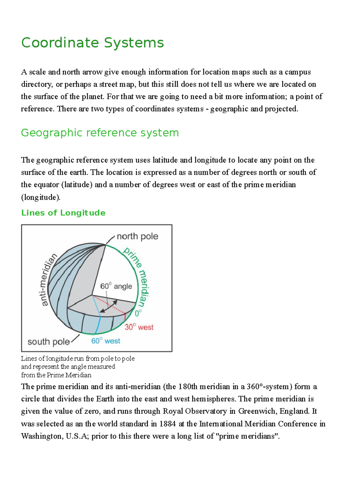 2.3 Coordinate System on planet Earth - Coordinate Systems A scale and ...