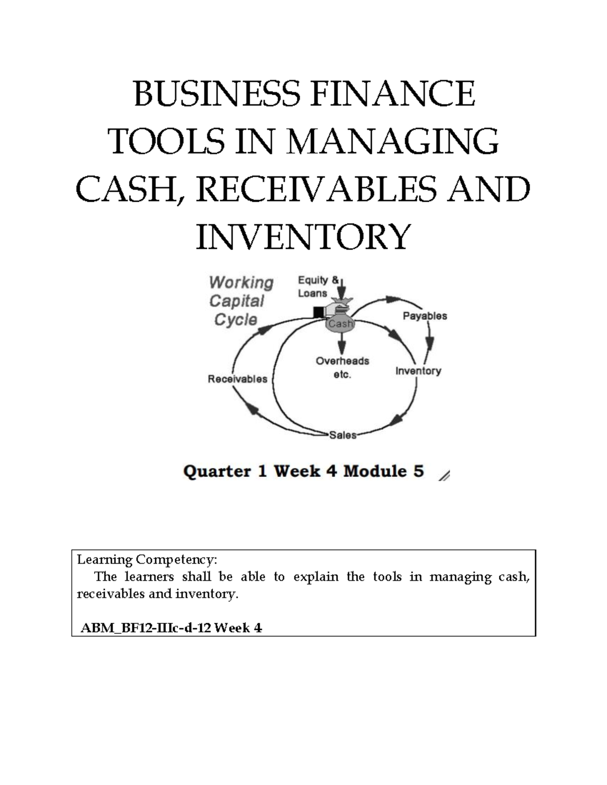 Fourth Quarter WEEK 3 AND WEEK 4 Module IN Business Finance - BUSINESS ...
