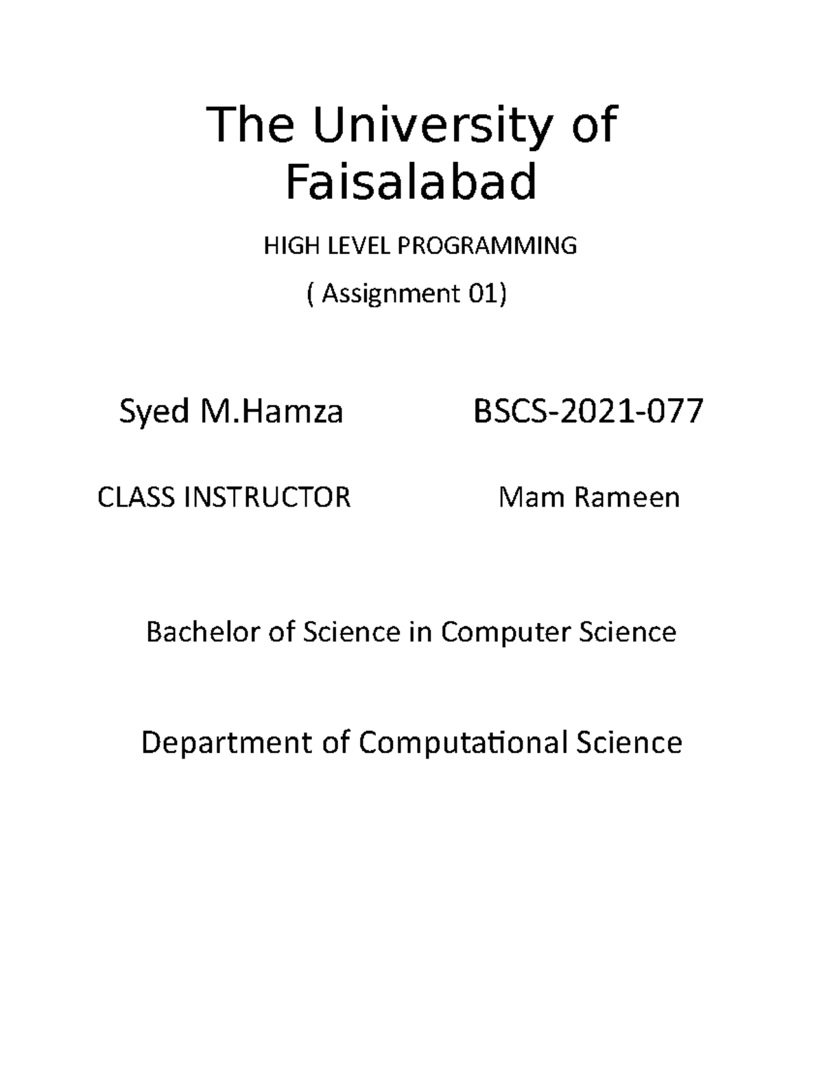 2021-bs-cs-077 HLP - maths - The University of Faisalabad HIGH LEVEL ...