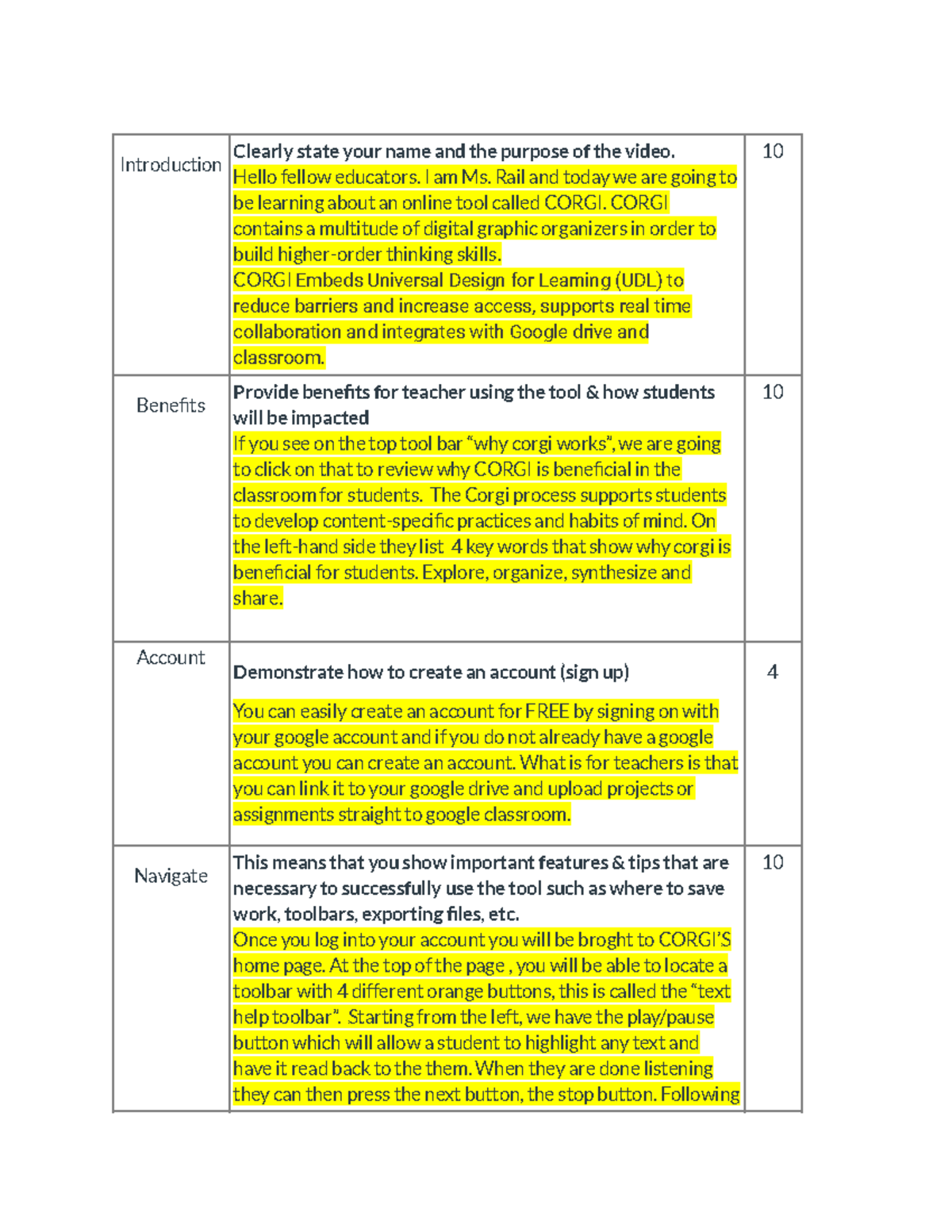 Instructional Video-Outline - Introduction Clearly state your name and ...